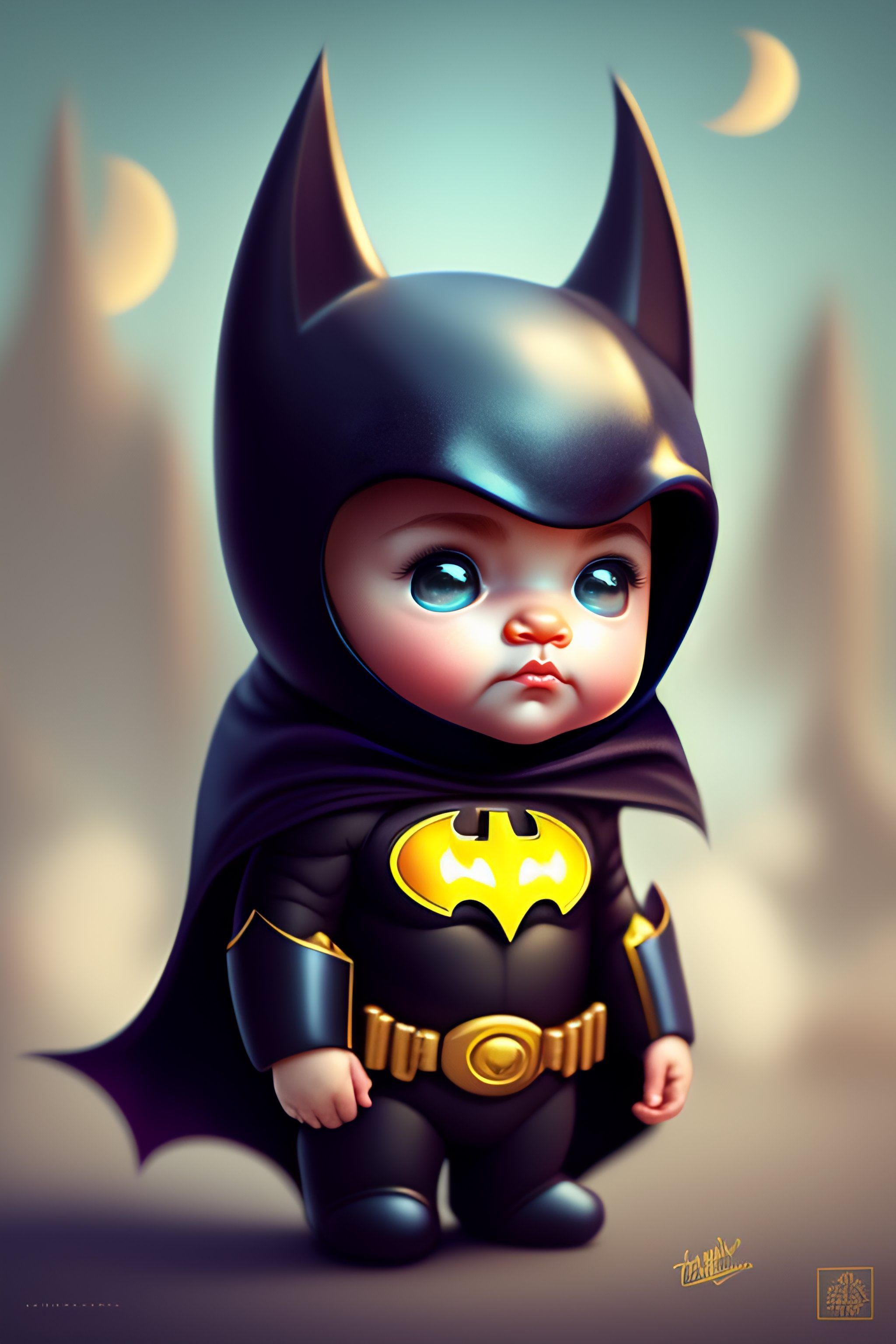 Lexica - Cute and adorable cartoon batman baby, fantasy, dreamlike ...