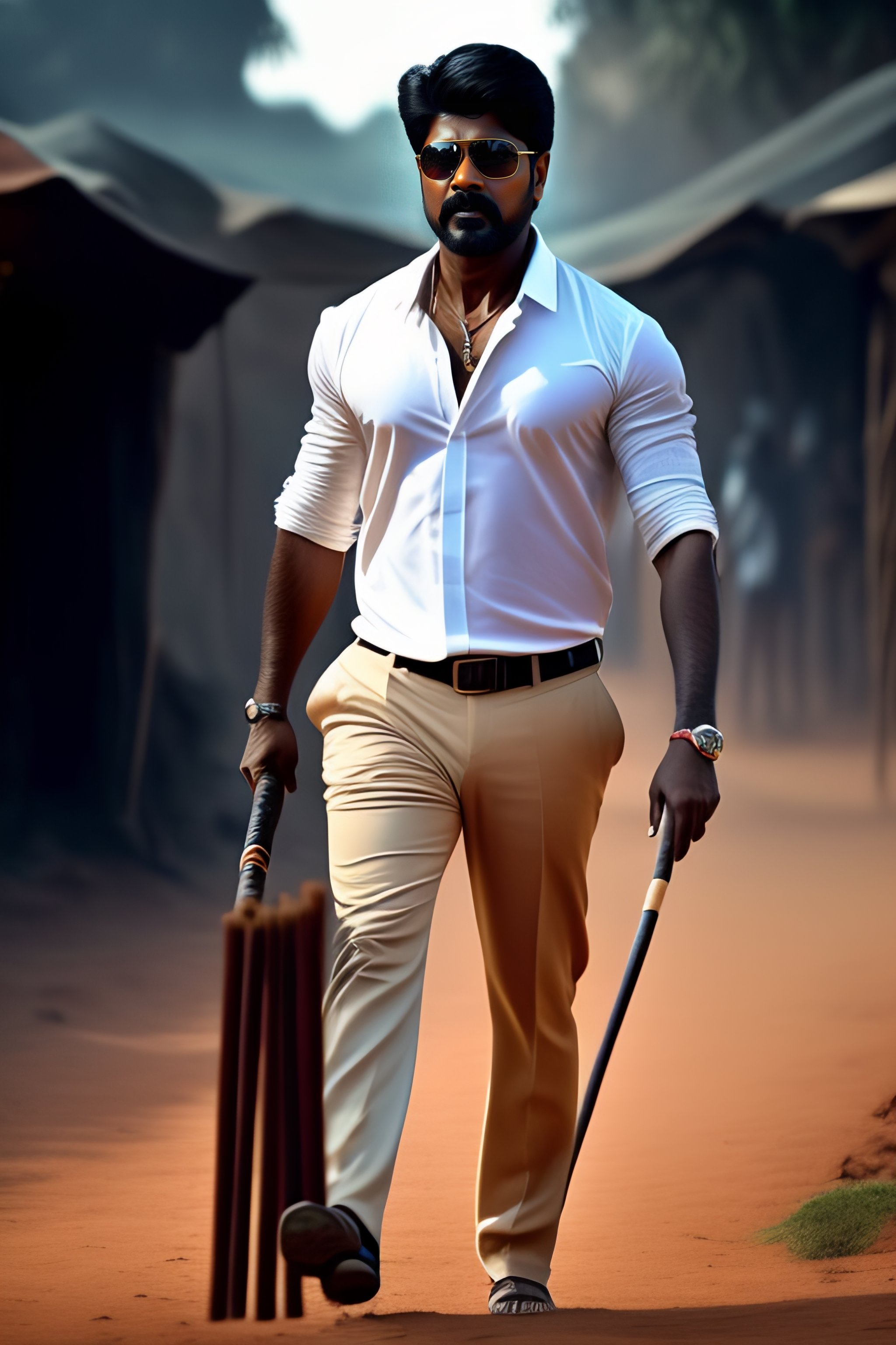 Lexica - Actor Vijay walking with the stick