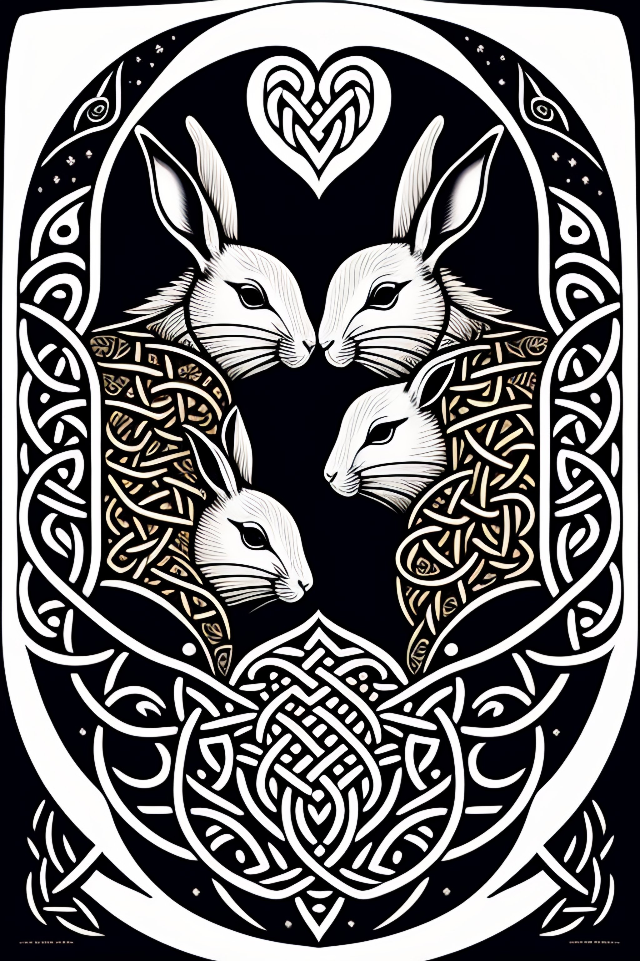Lexica - 2 beautiful rabbits facing each other, other worldly tribal ...