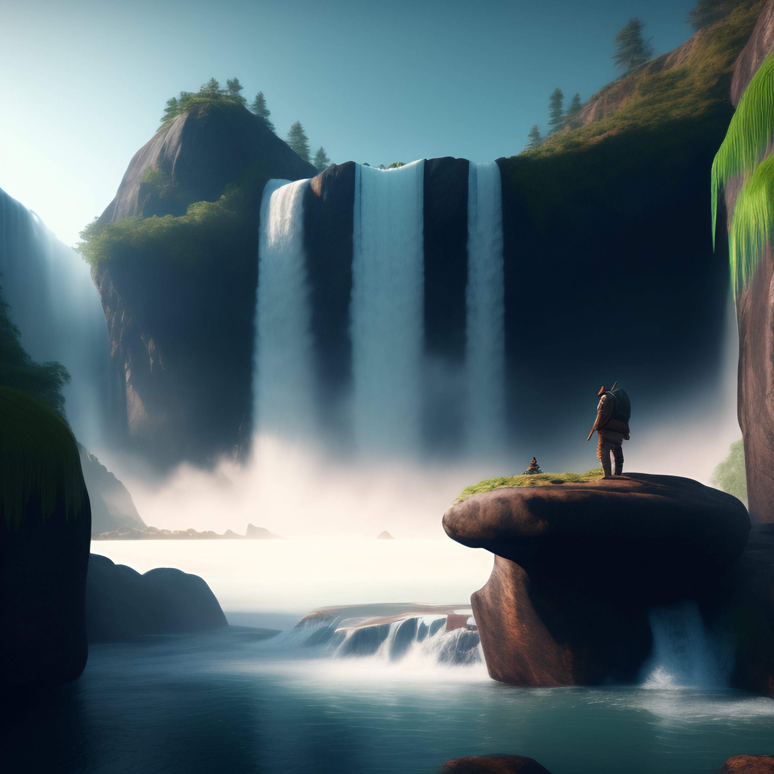 Lexica - An angry rock giant appears out of a waterfall, to face a ...