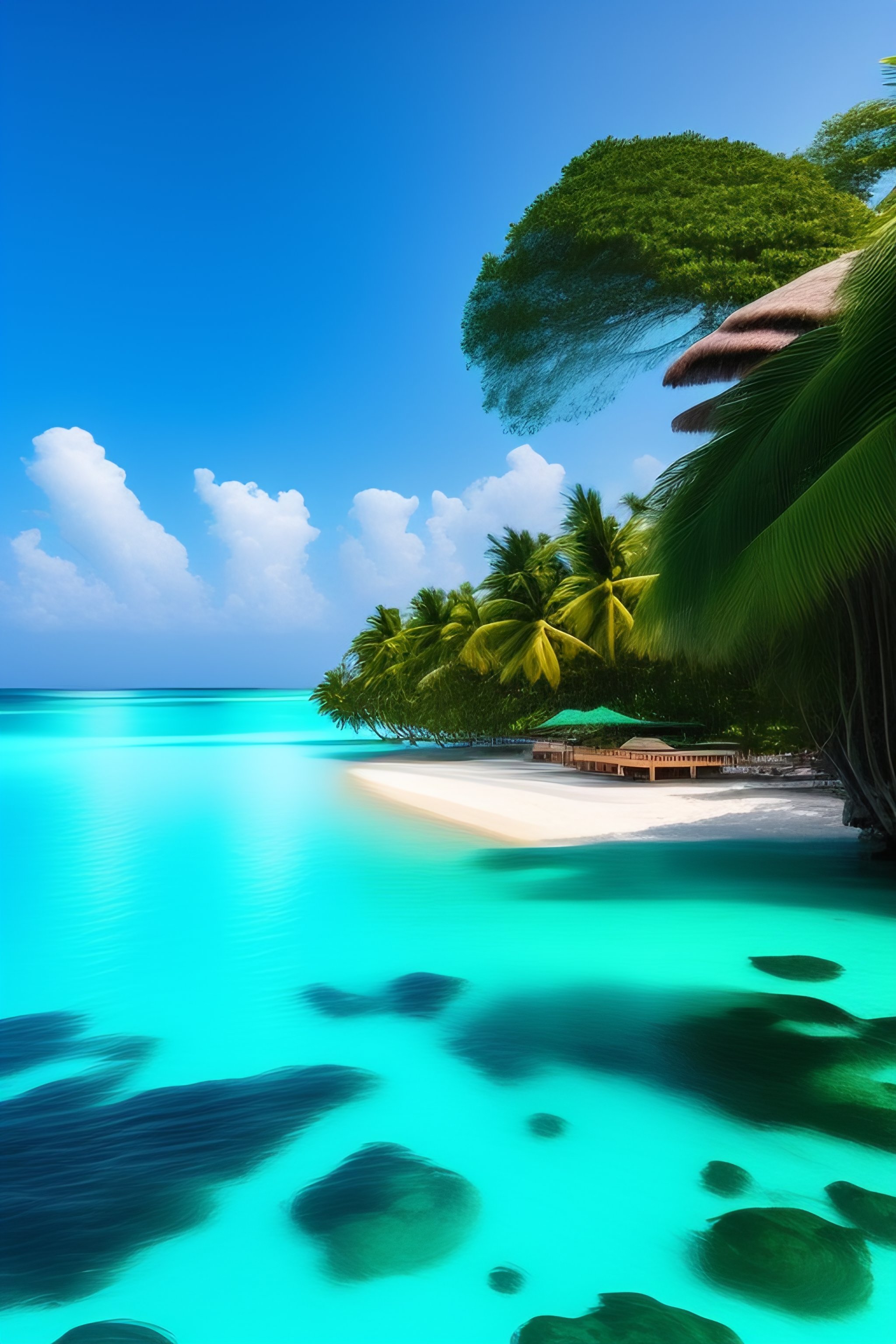 Lexica - Sea sun blue sky maldives realistic