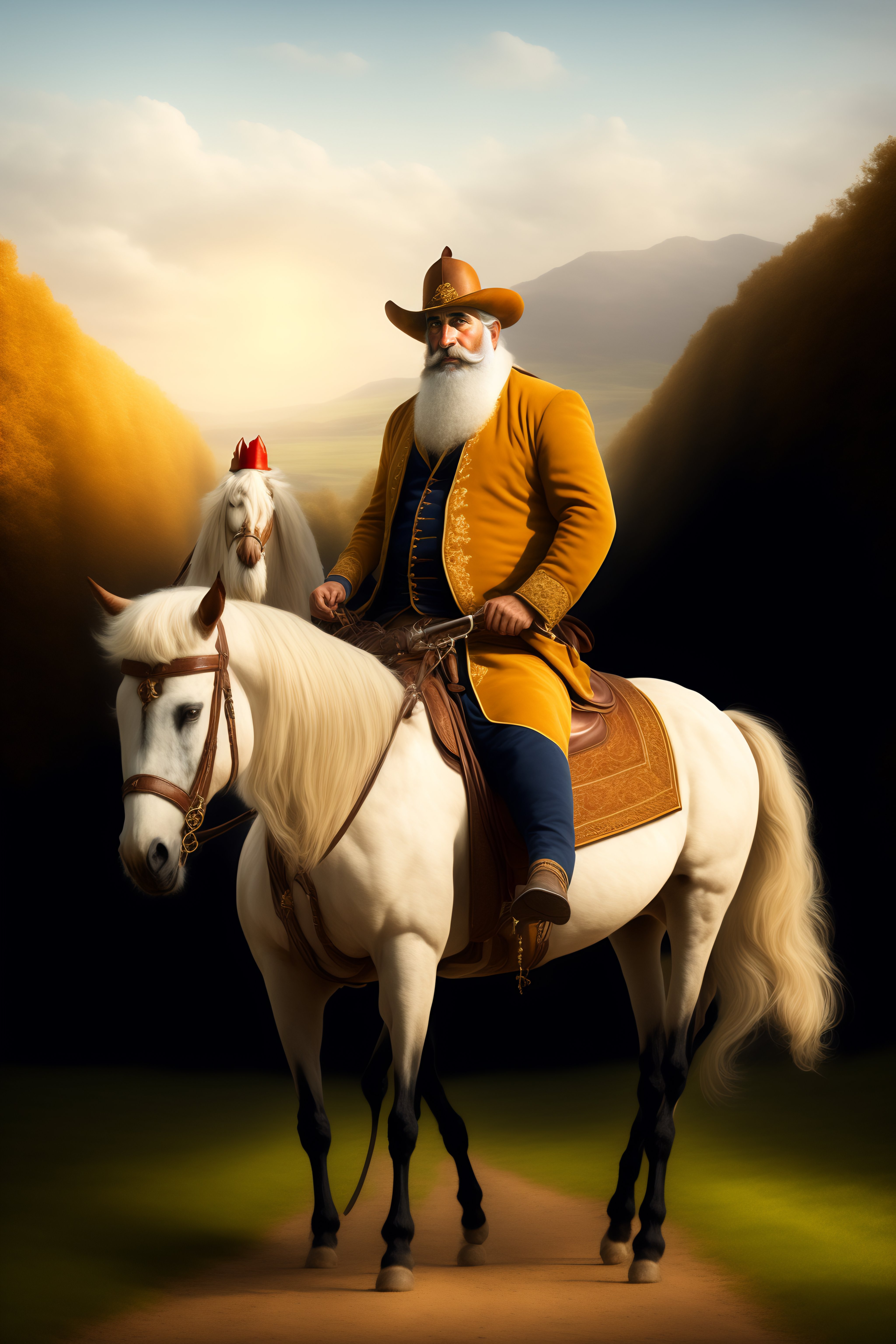 Lexica - 18th century style Jewish man with a white beard riding a ...