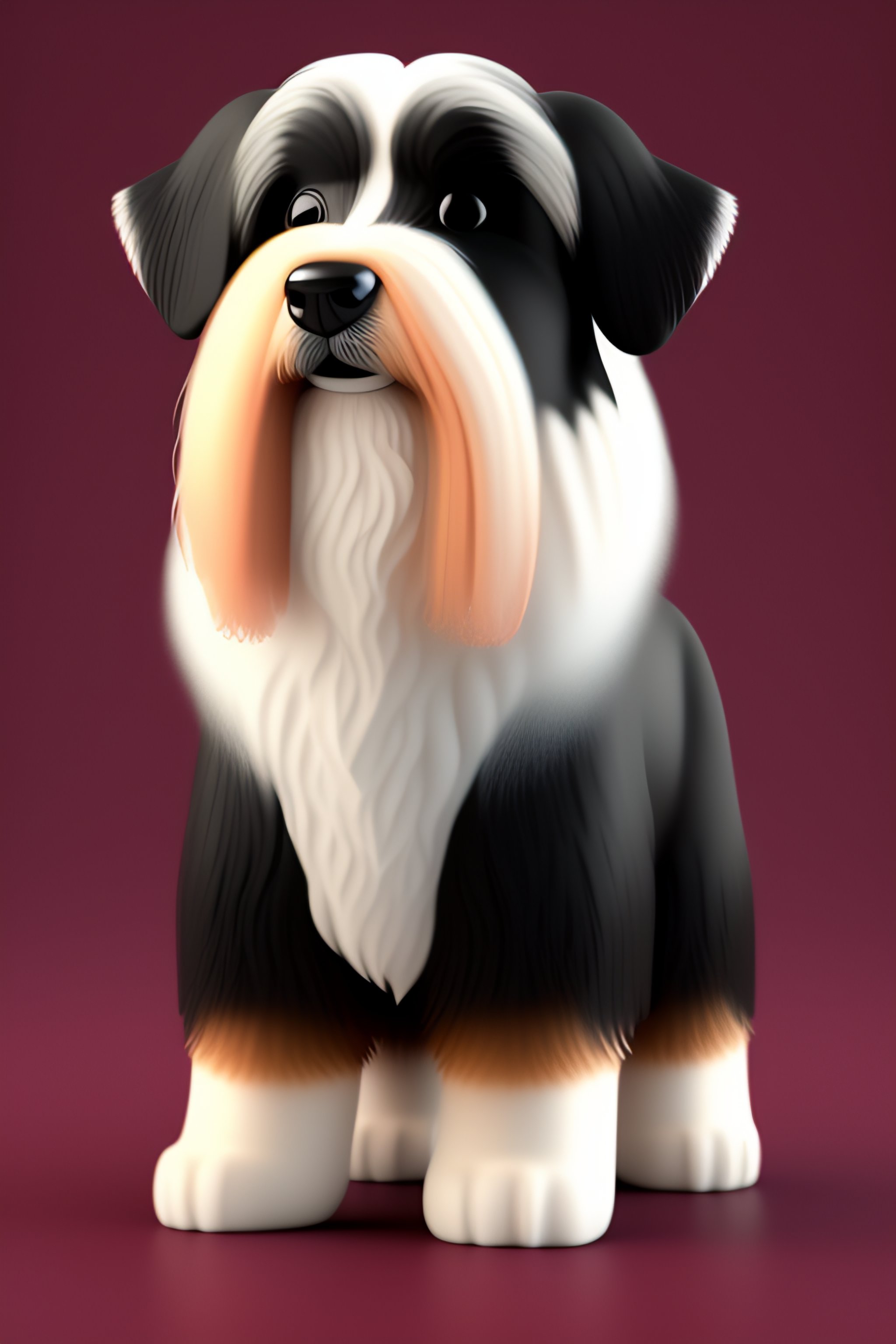 Lexica - Full body 3d render of funko pop Bearded collie