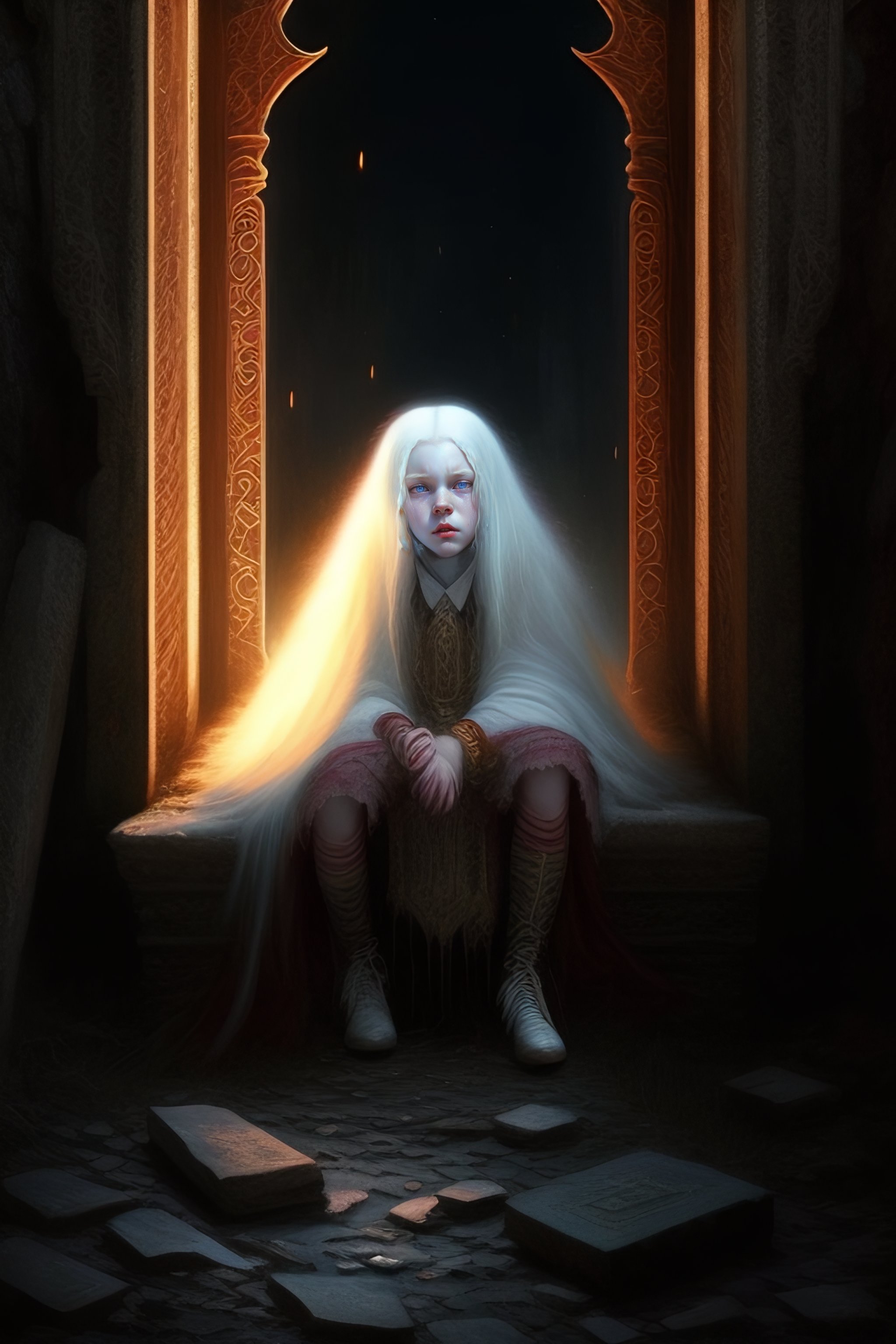 Lexica - 12 years old crying albino vampire female in a abandoned ...