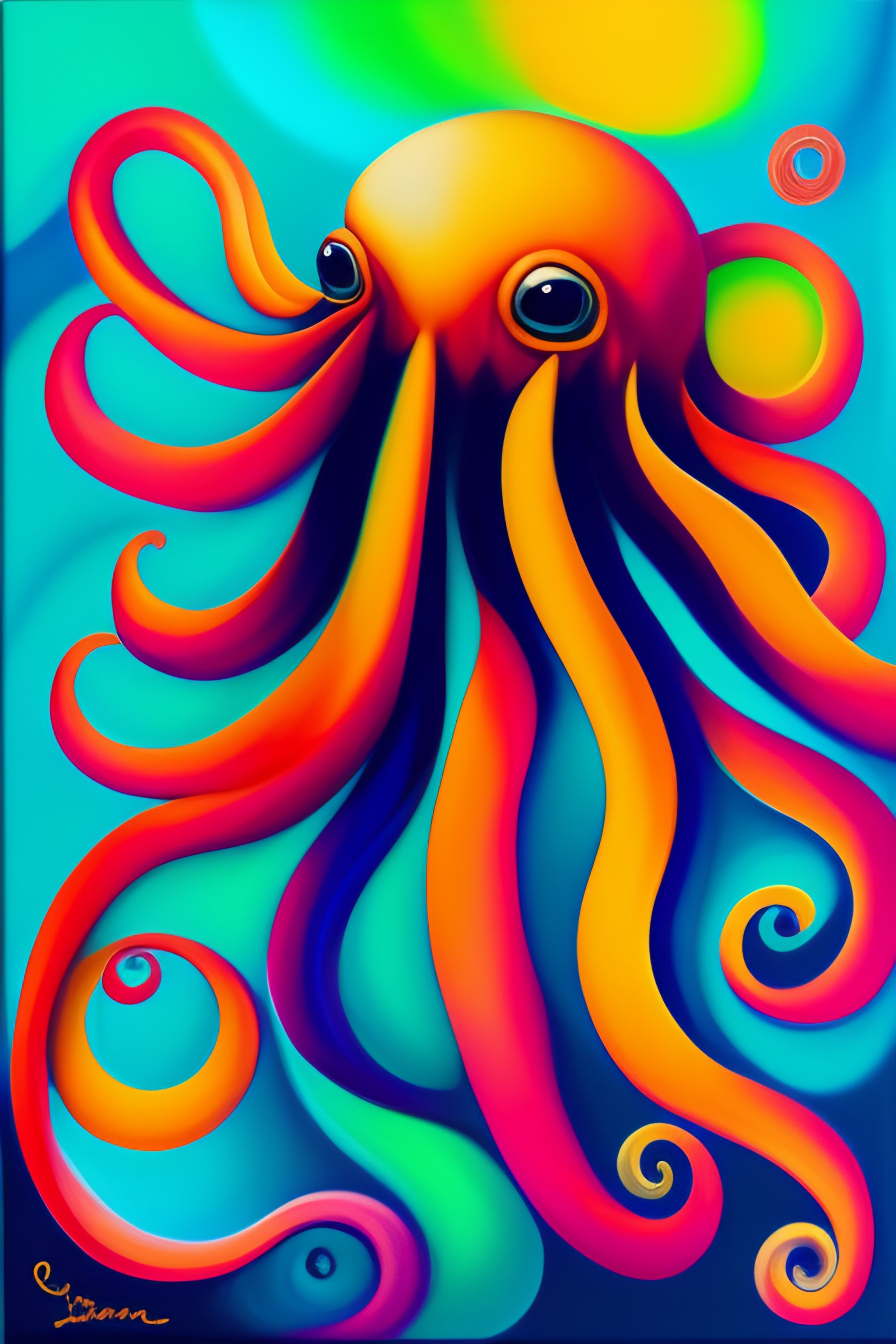 Lexica - Octopus oil painting colorful
