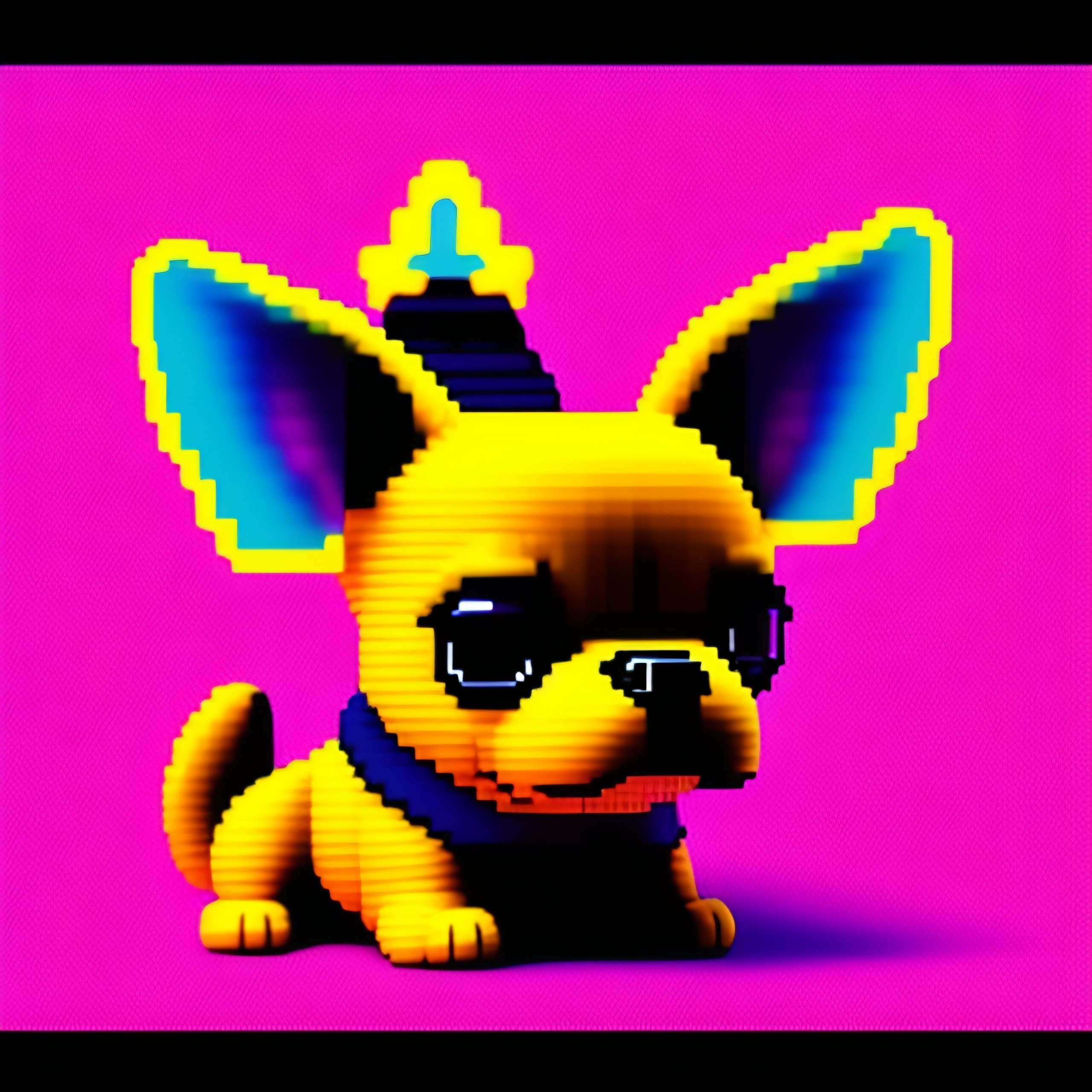 Lexica - A 3d plush burning cute cyberpunk chihuahua dog in front of ...