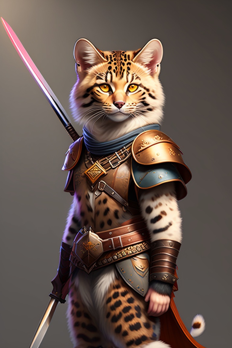 Lexica - A female tabaxi with leopard spots, standing upright, long ...