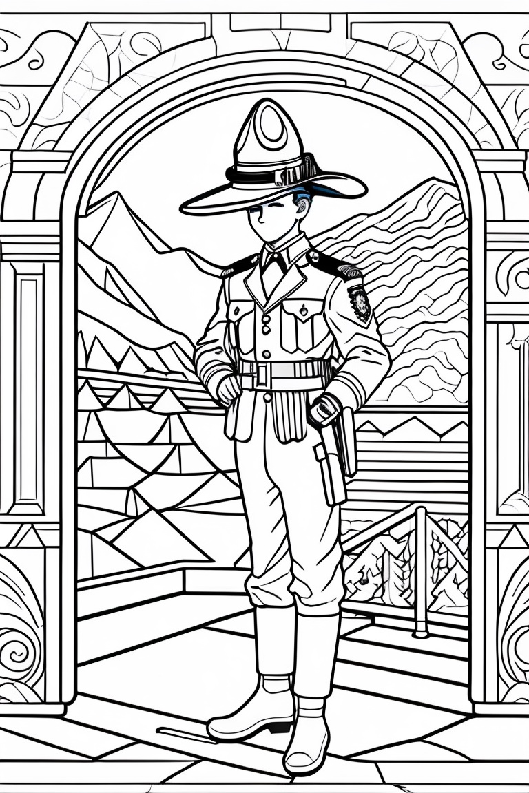 Lexica - Childrens Coloring page, Royal Canadian Mounted Police