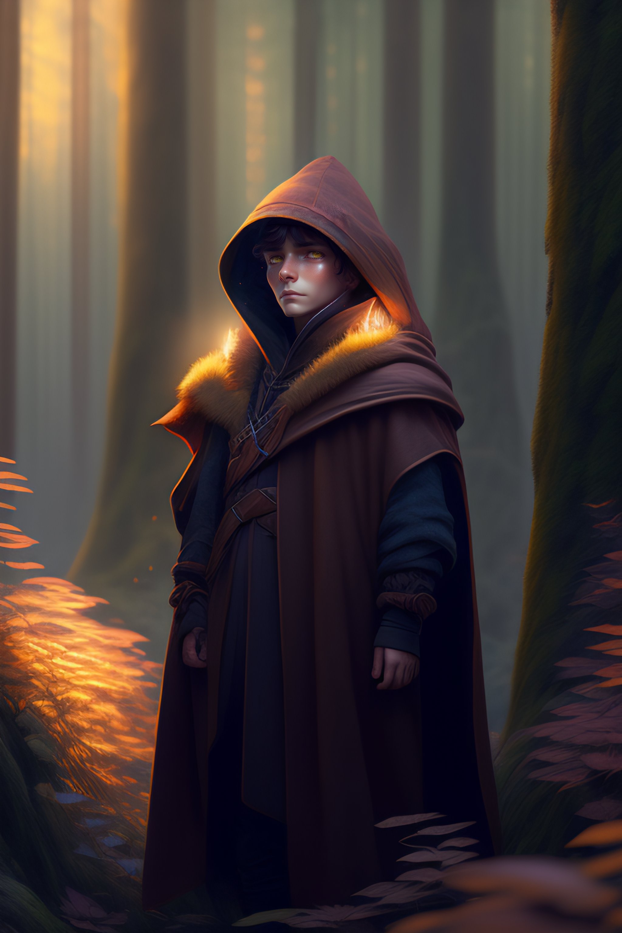 Lexica - Detailed goblin with tired expression wearing a brown hooded ...