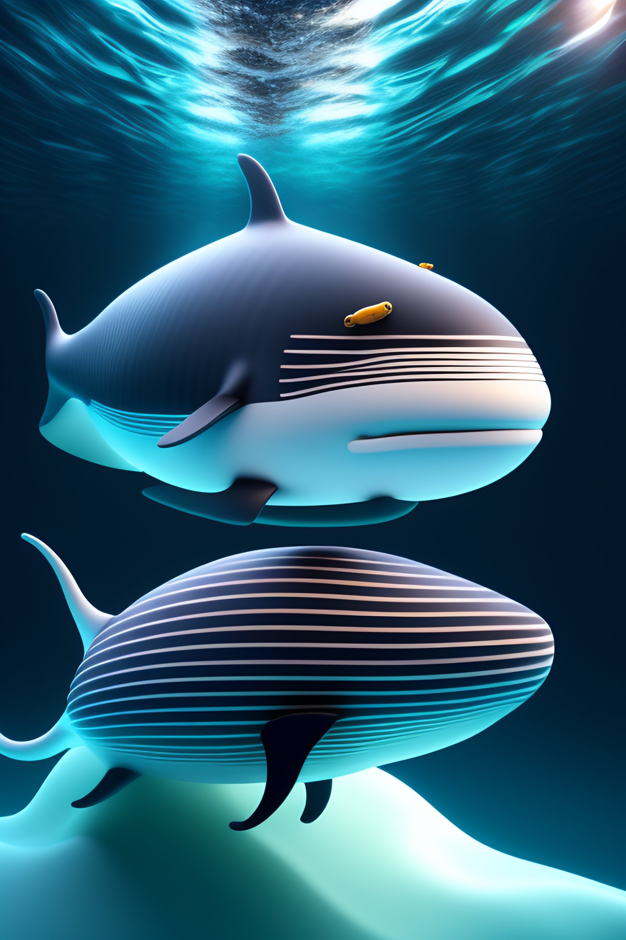 Lexica - 3d render of a cat riding a whale