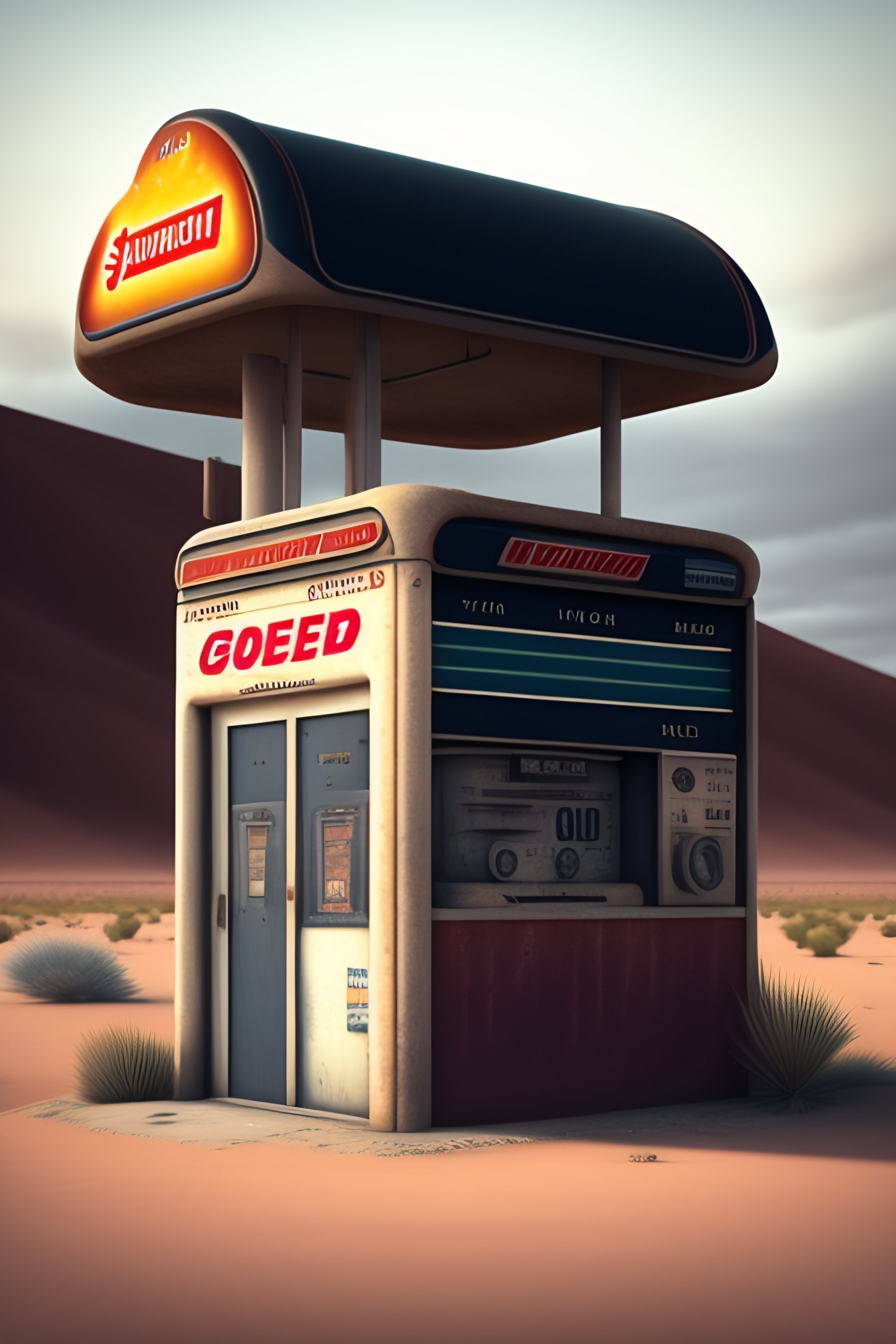 Lexica - An old, tiny abandoned gas station in the middle of the desert ...