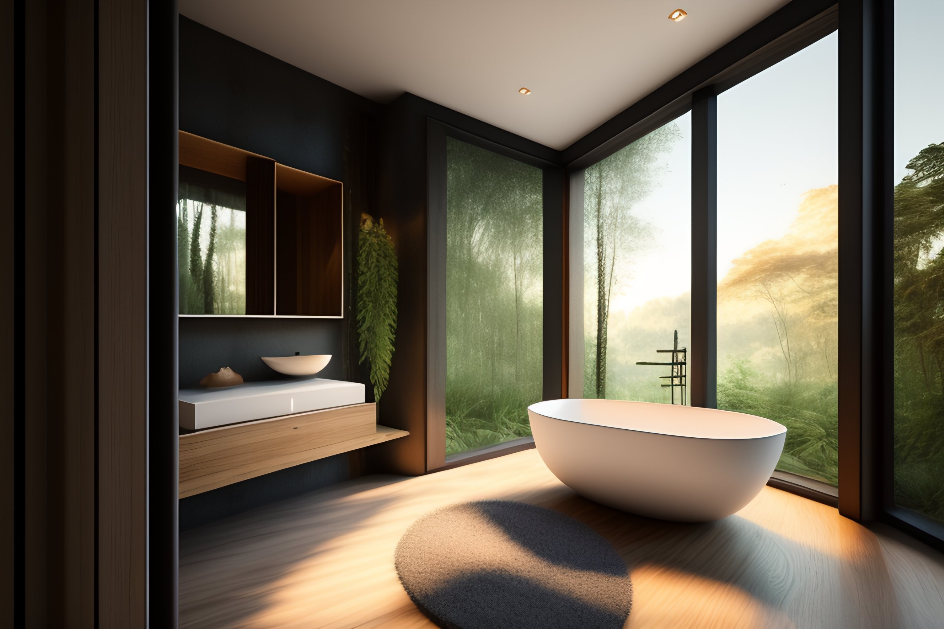 Lexica - Architectural render of master bathroom in a CLT timber house ...