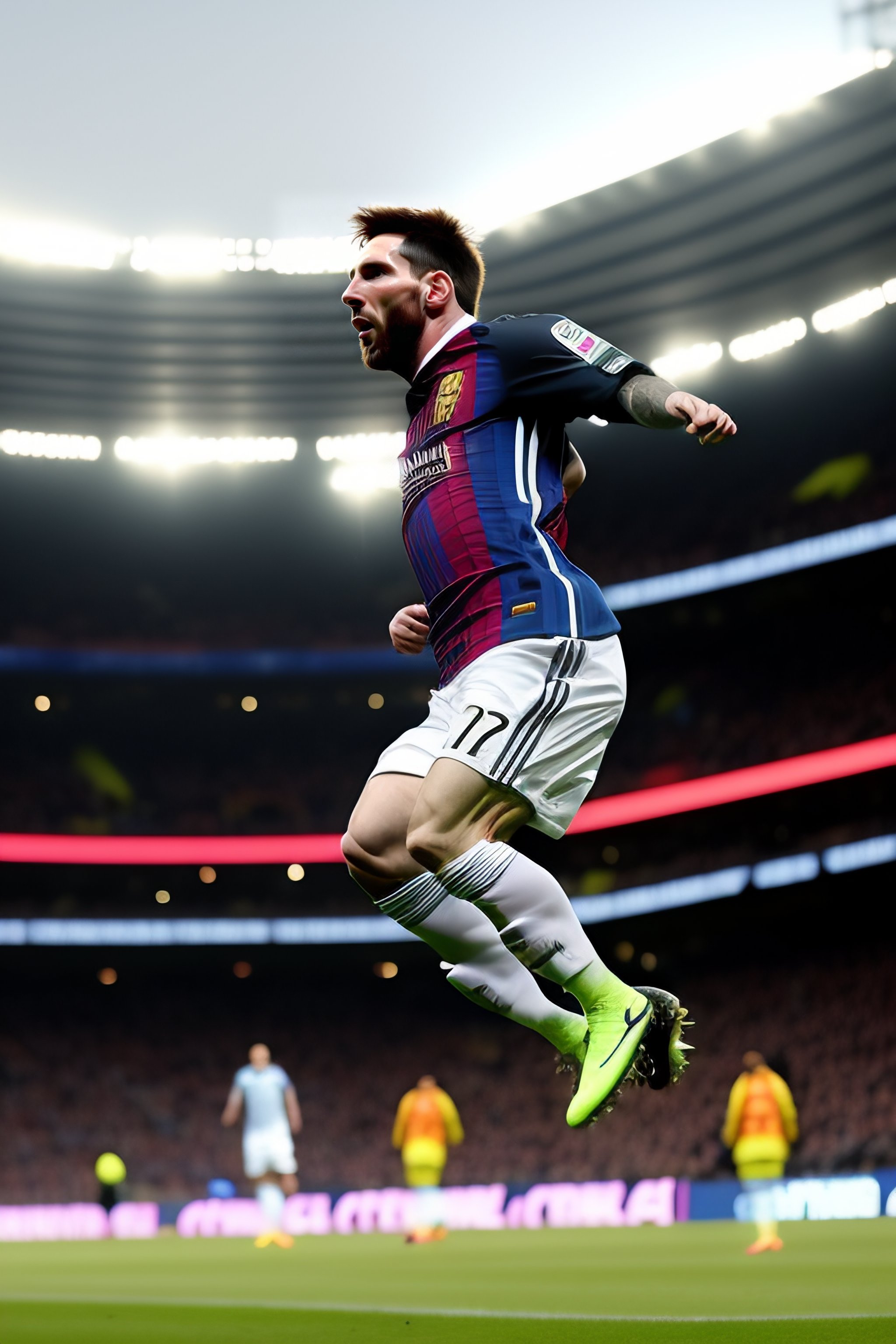 Lexica - Messi showing jumping like an idiot.