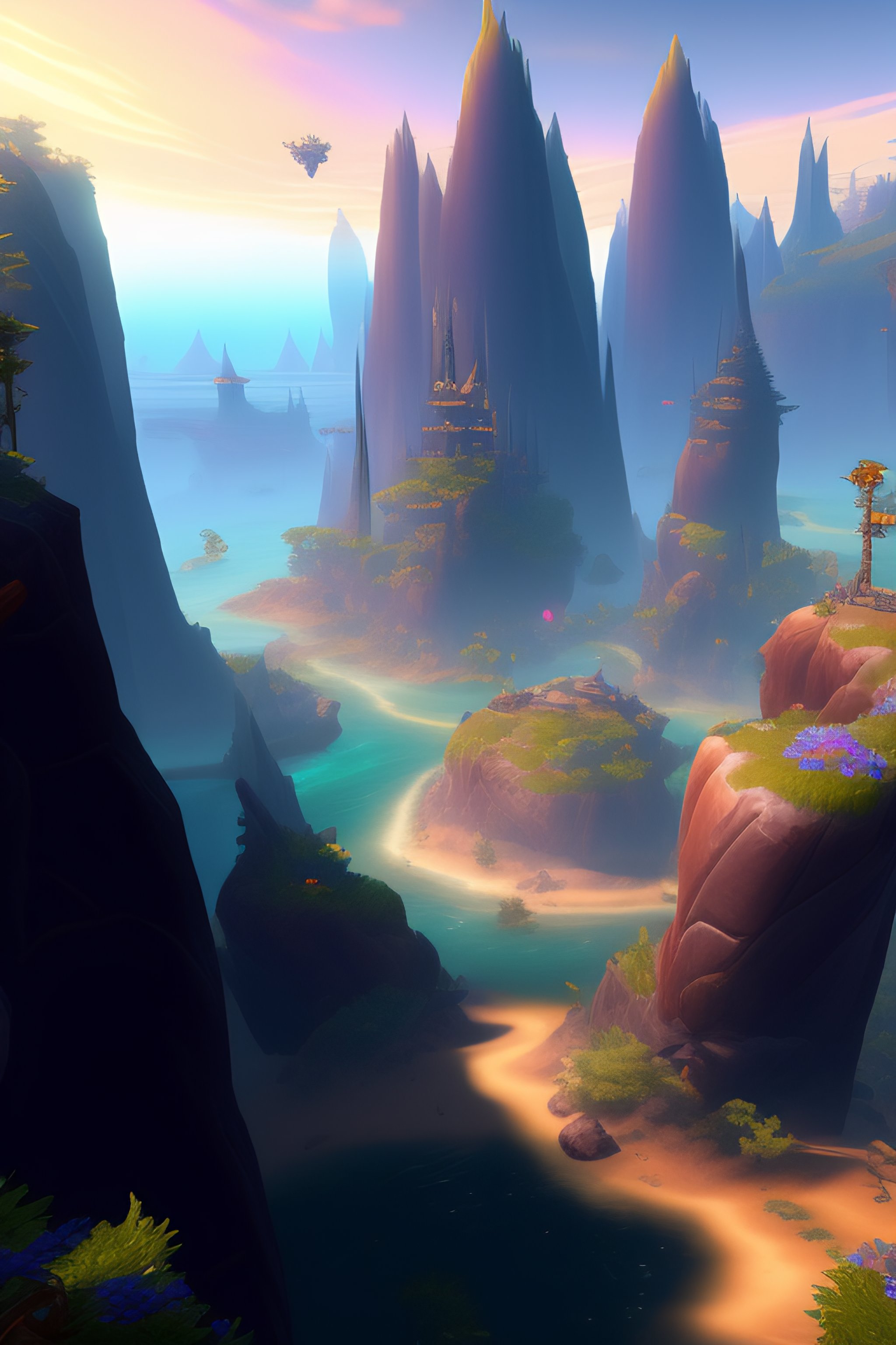 Lexica - World of Warcraft style, ultra detail, epic landscape