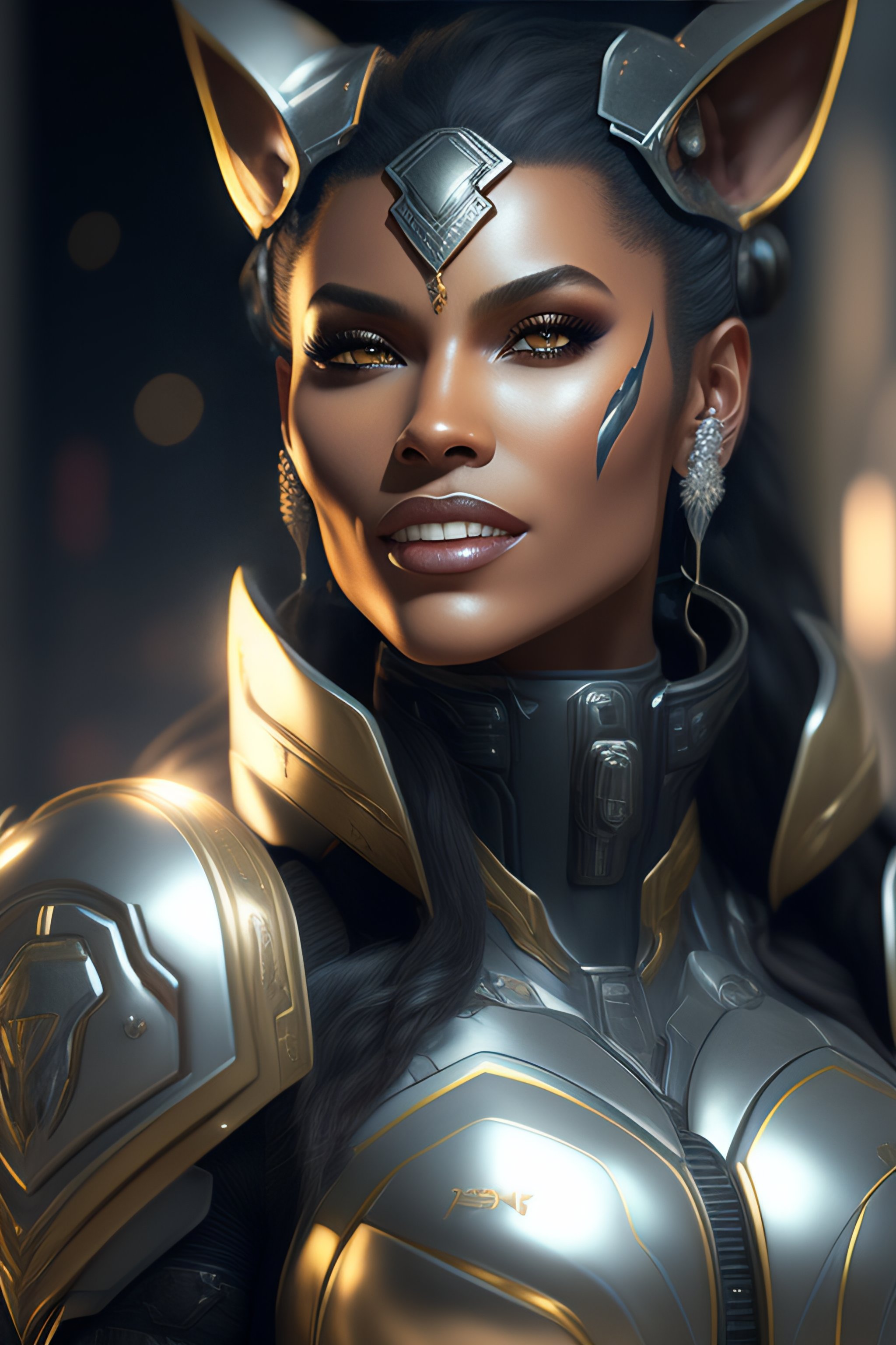 Lexica - Portrait painting of a cybernetic grey werewolf with power ...