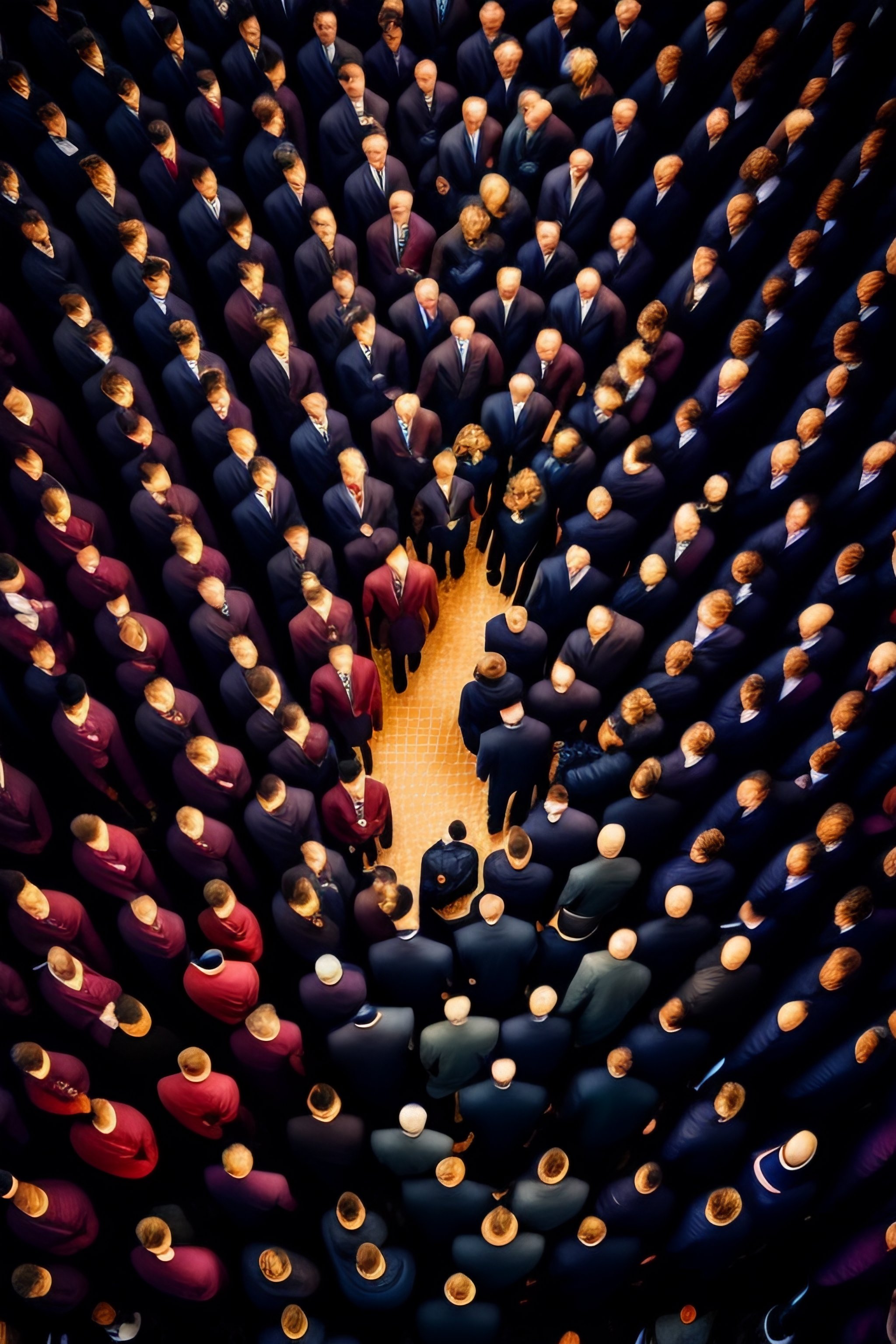Lexica - Crowd seen from above gathered to form a symbol