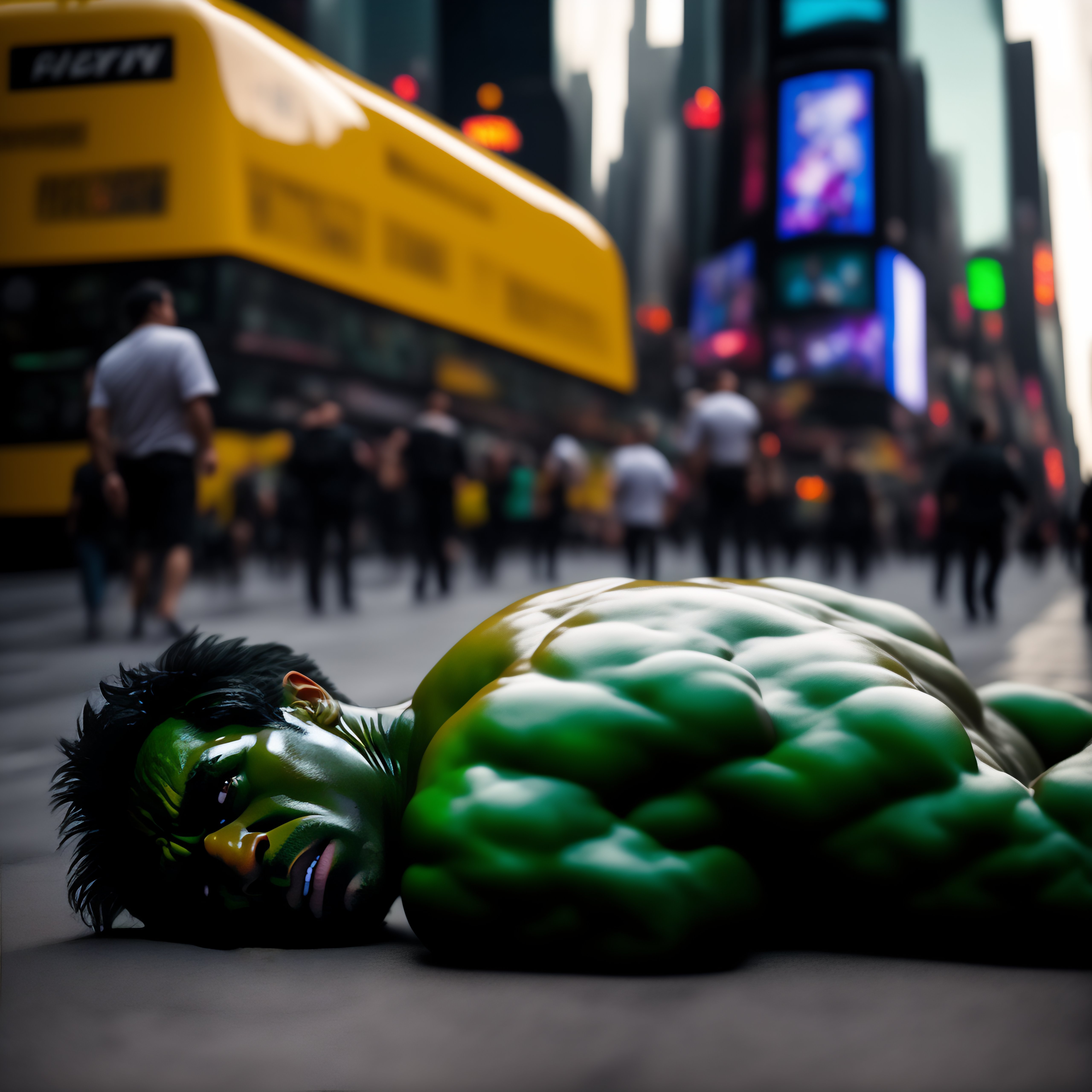 Lexica - The incredible hulk lying dead on times square, casual ...