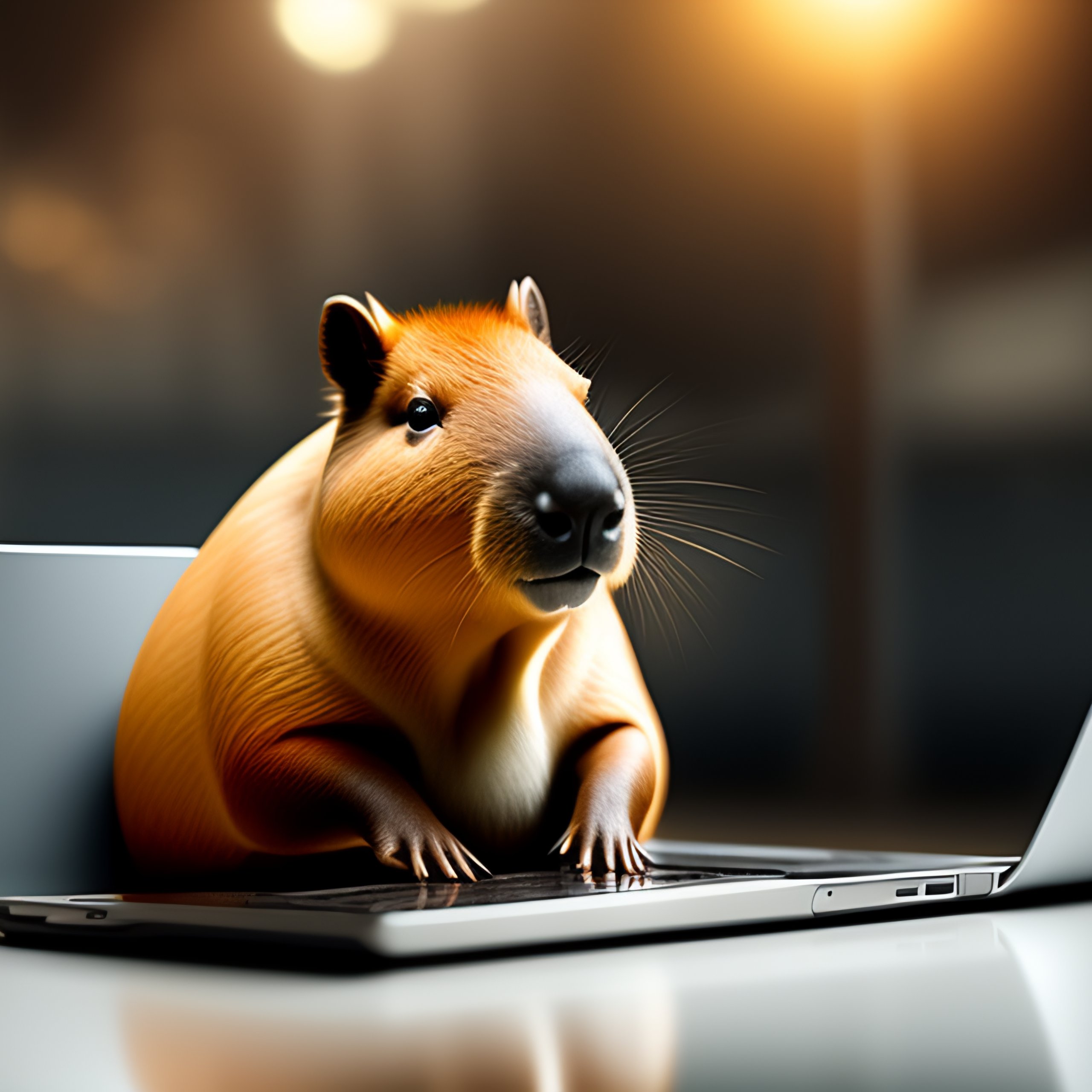 Lexica - Capybara mascot, whit a table pen, laptop, designing, graphic ...