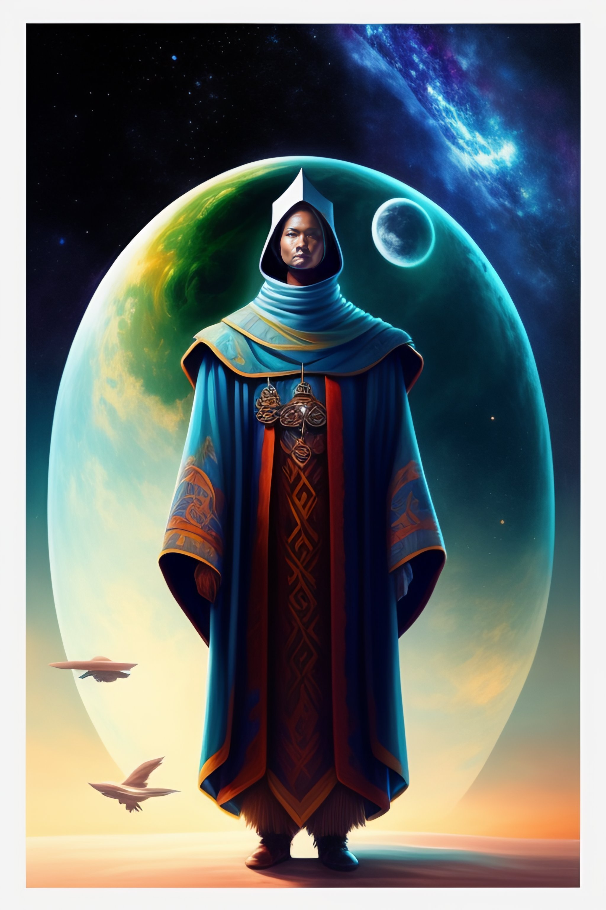 Lexica - A bird priest made of flesh and bone in space