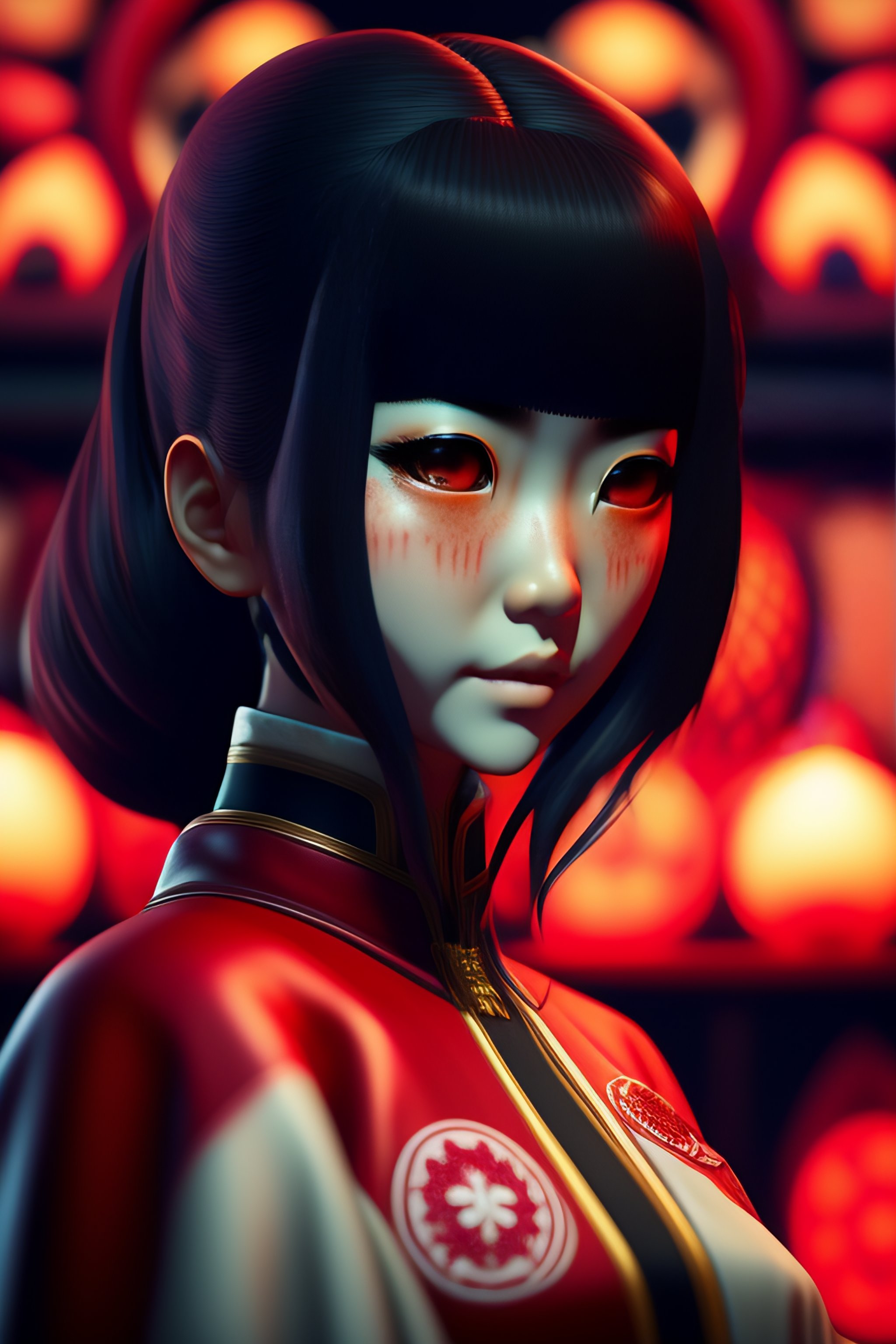 Lexica - A comic book style japanese horror bloody girl with large eyes ...