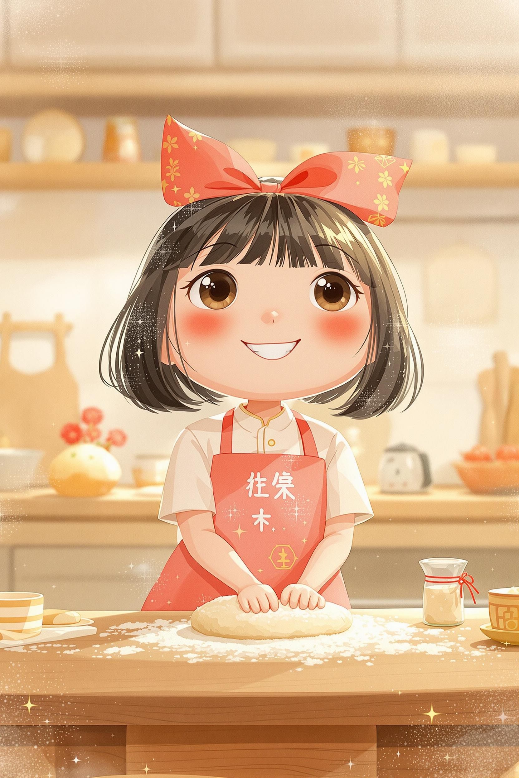 Lexica - A cute Chinese girl named Momo with big eyes and a goofy grin ...