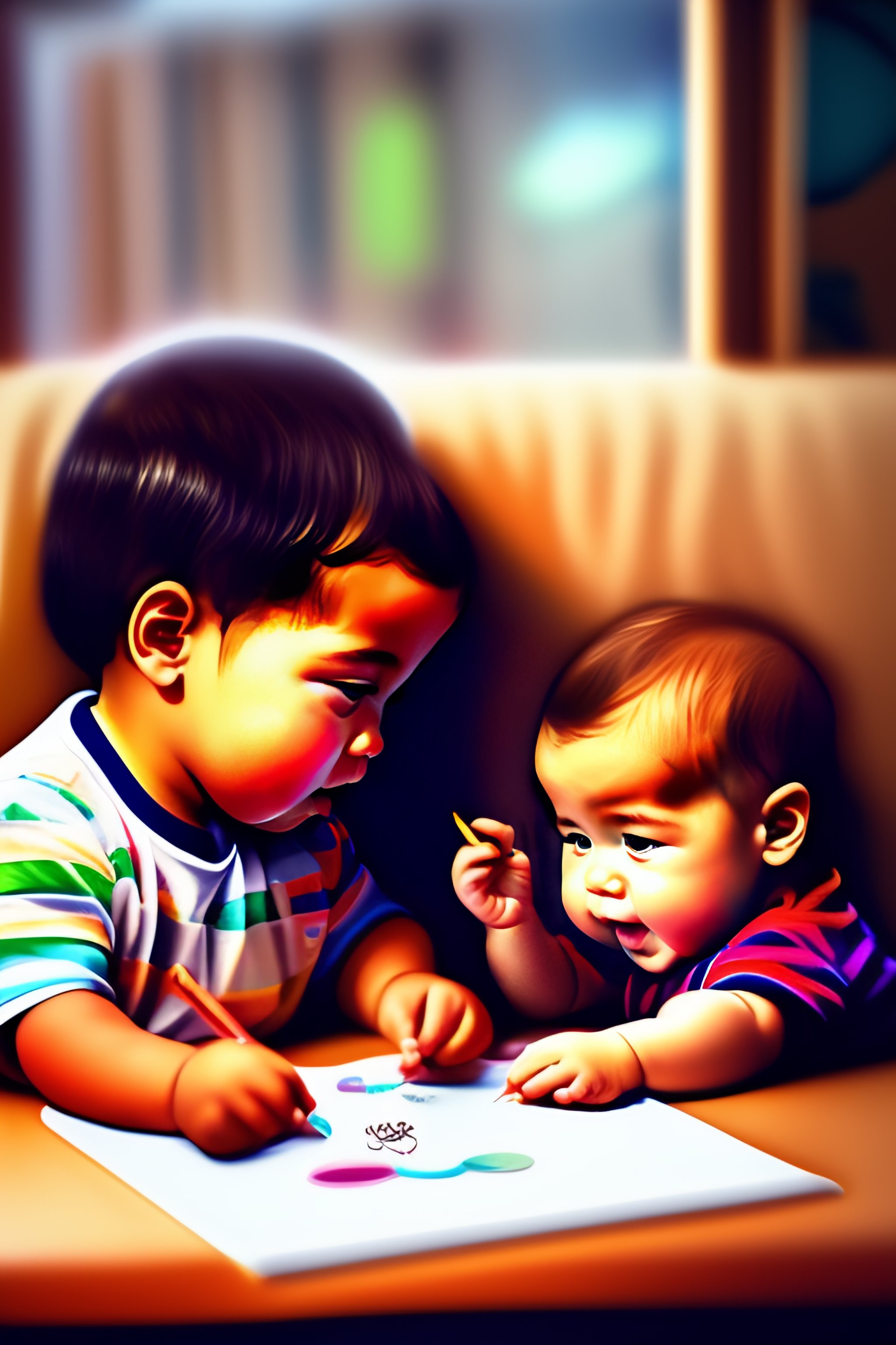 Lexica - A baby's awkward cray online drawing of good friends