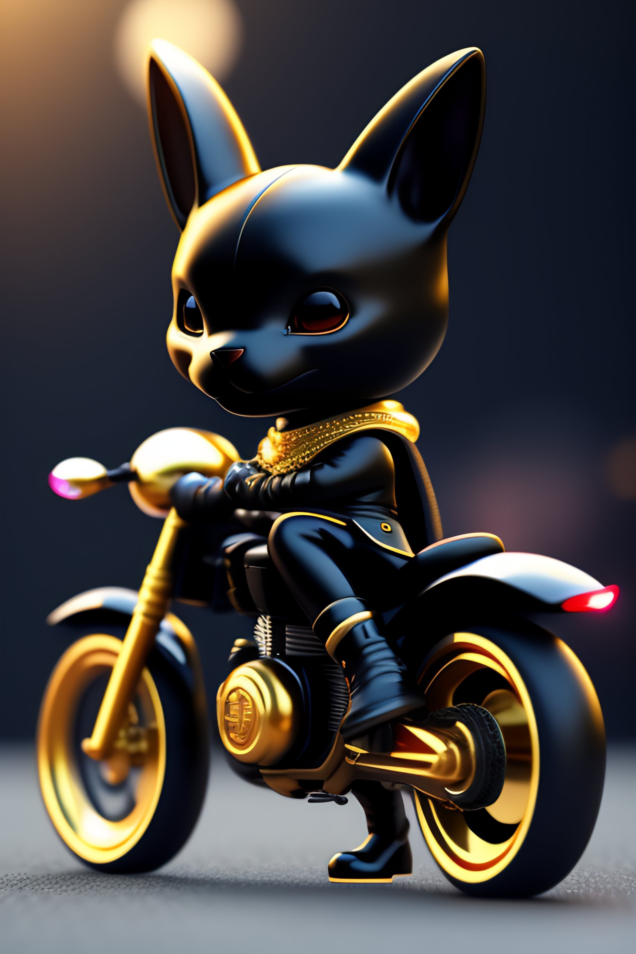 Lexica - Black humanoid rabbit with large white eyes leather jacket ...