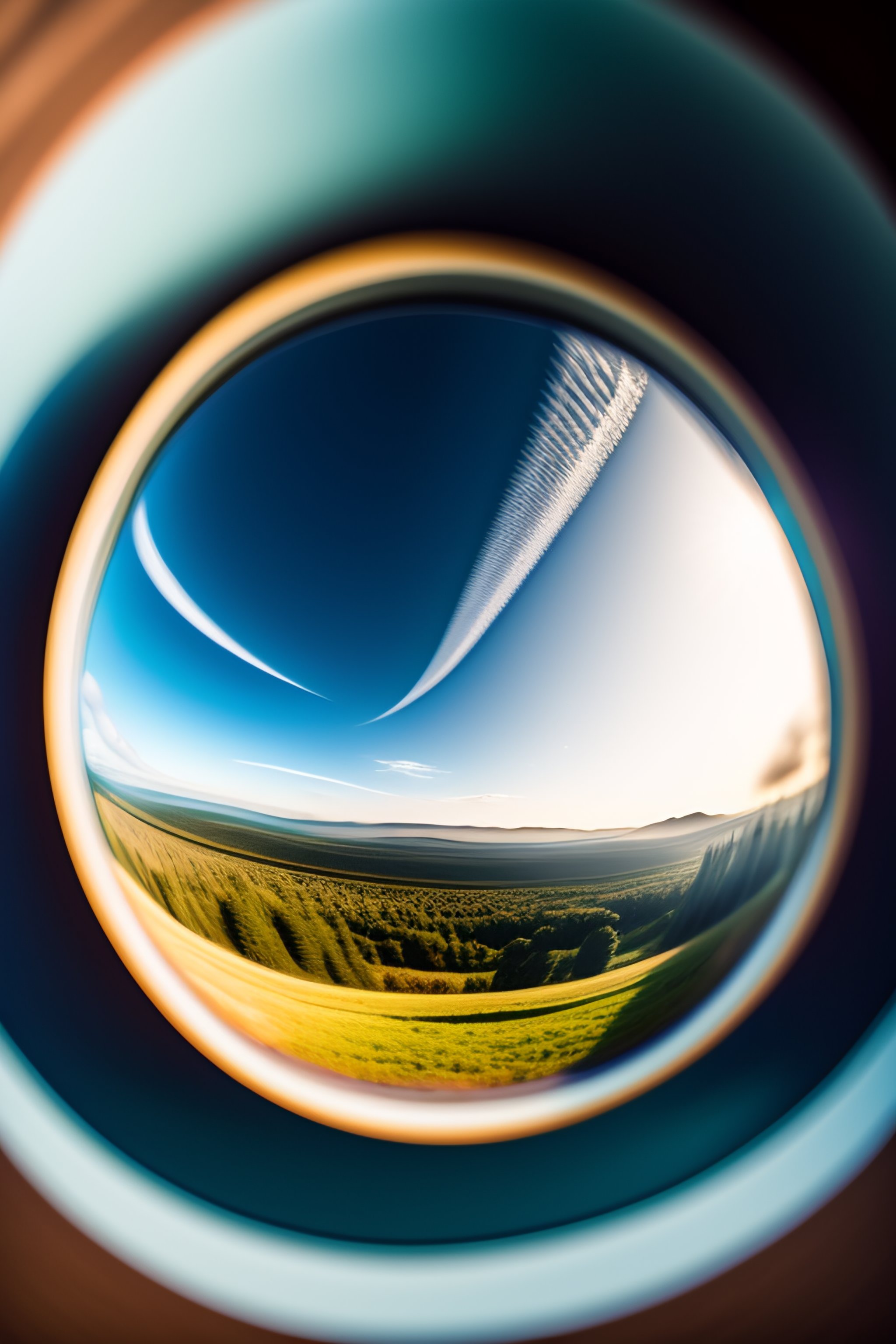 Lexica - Capture from inside a mirror sphere. Ultra wide angle.