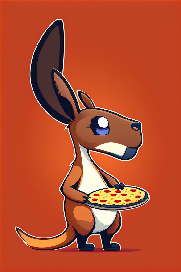 Lexica - Cute cartoon kangaroo holding a pizza, anime style, no ...