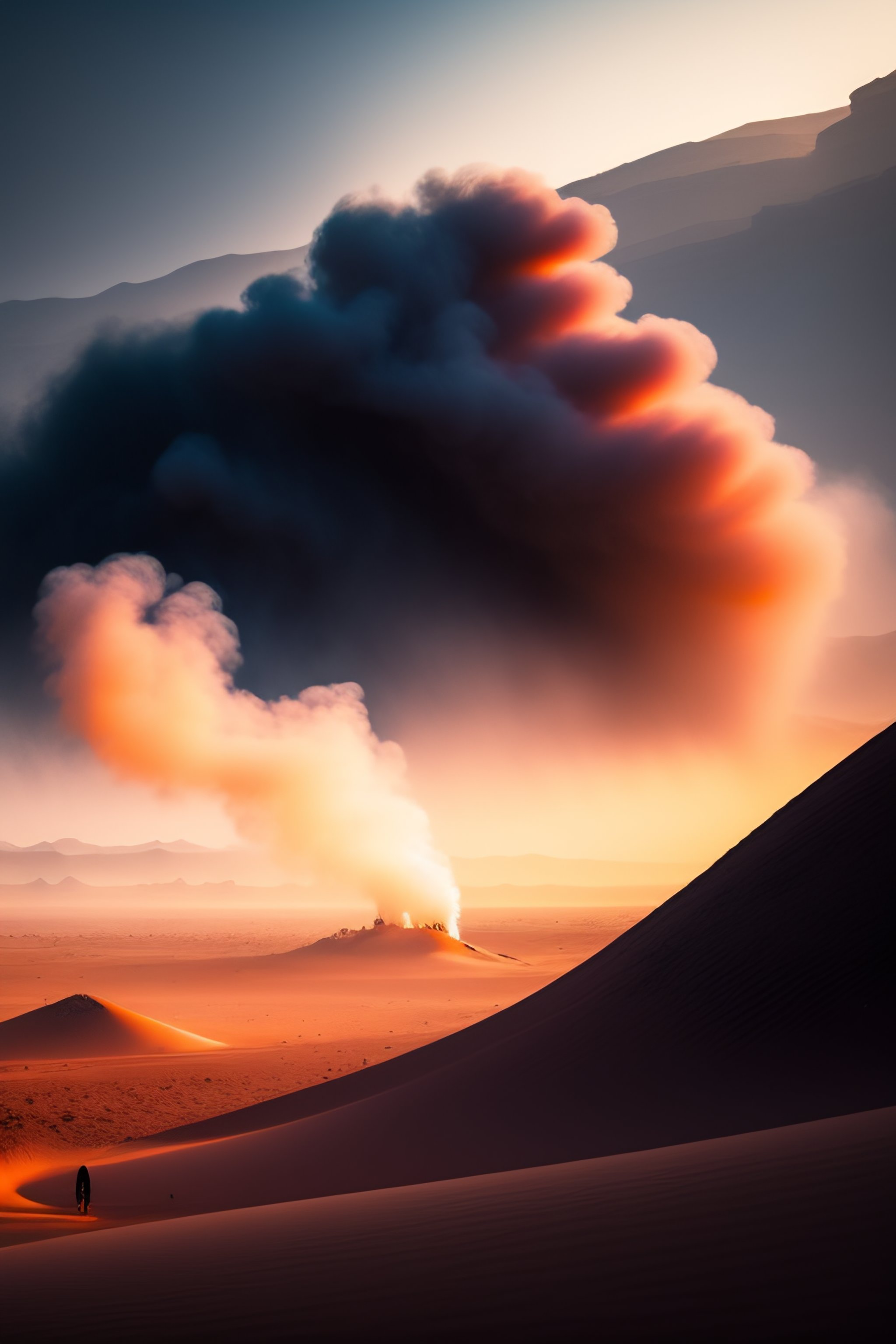 Lexica - Smoke demon in the desert, thick swirling smoke, mist ...