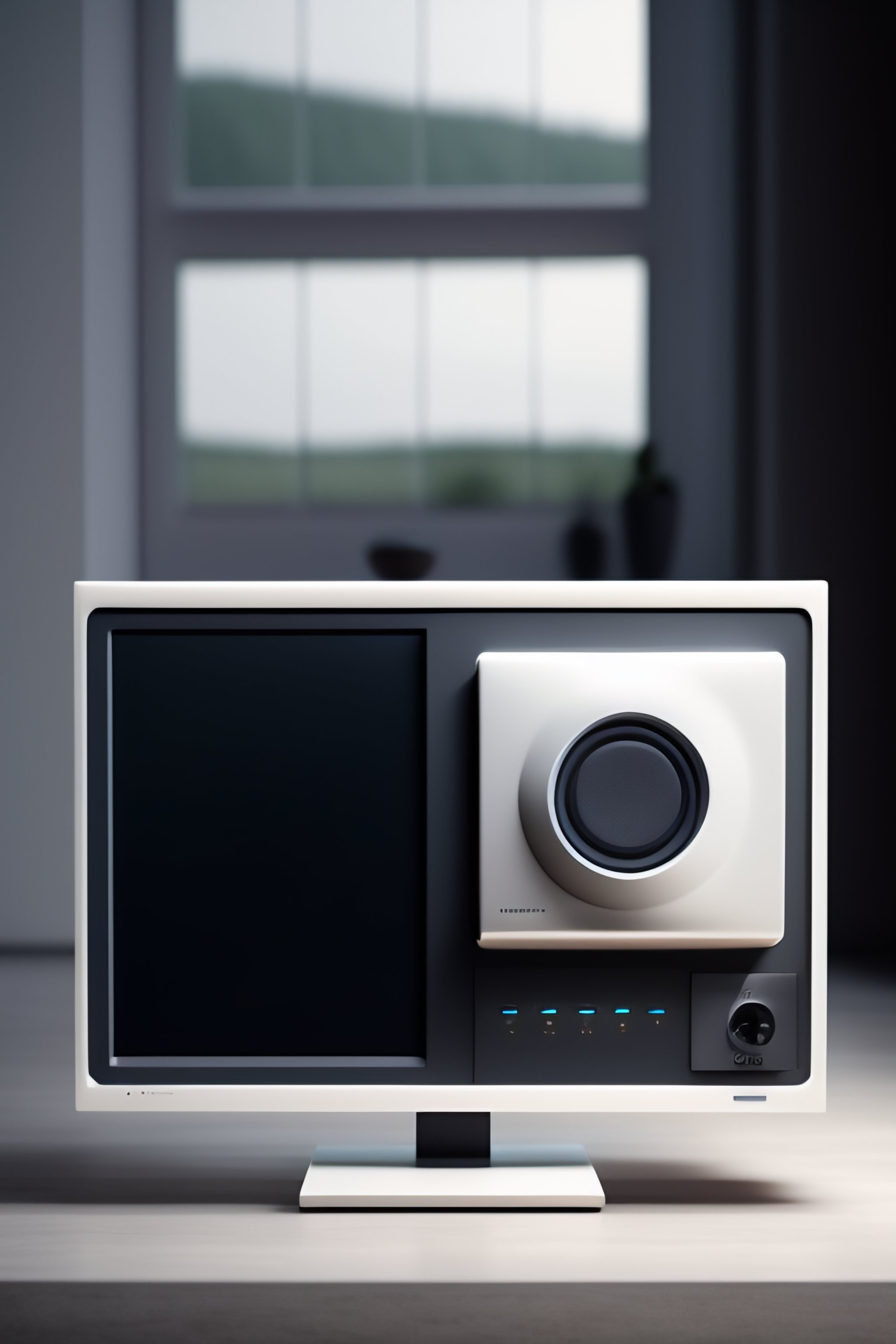 Lexica - A PC Monitor designed by Dieter Rams. Product ad futuristic.