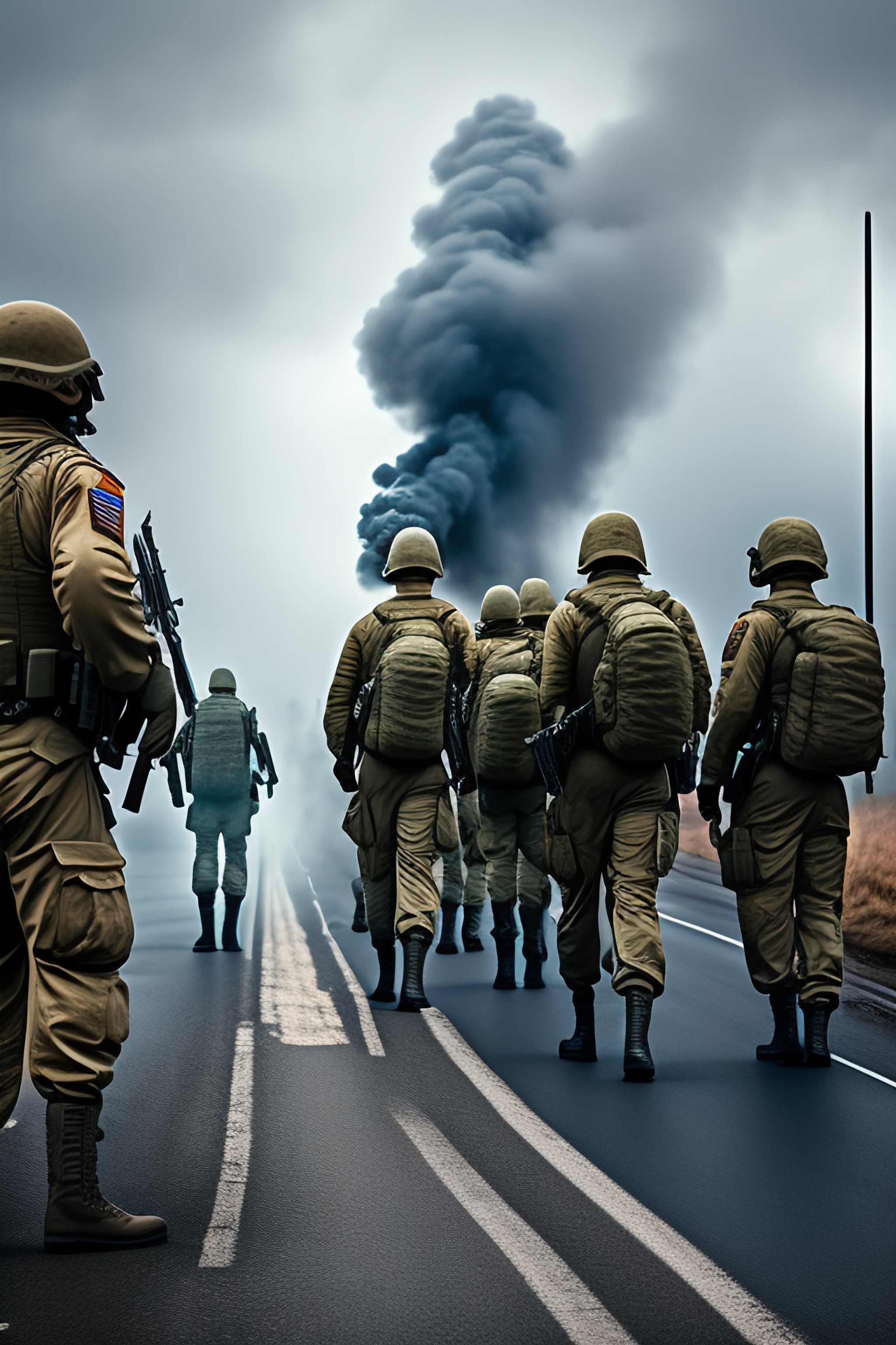 Lexica - Military road block with sandbags and armed soldiers during ...