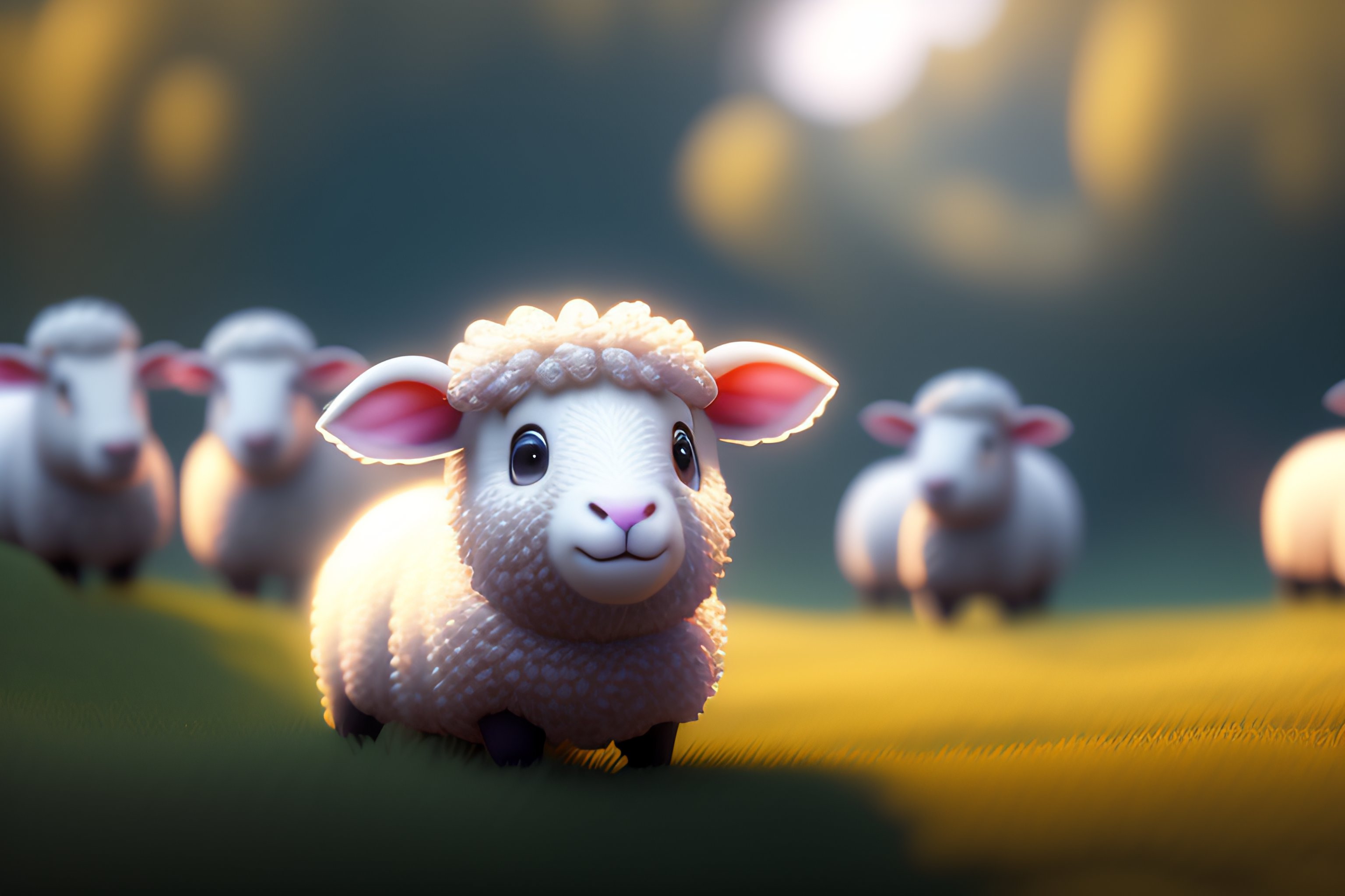 Lexica - Cute adorable little sheep waving and smiling greeting me ...