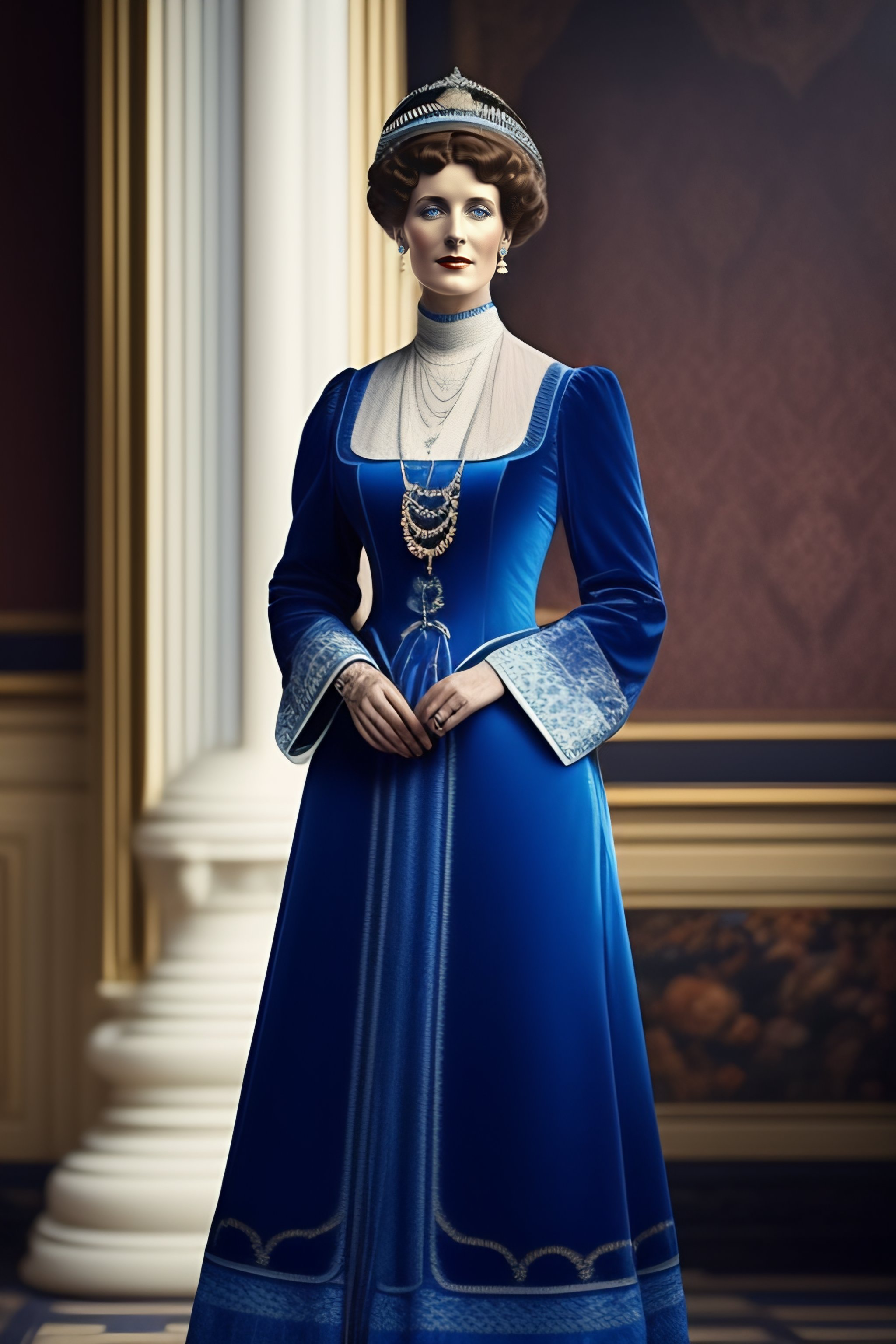 Lexica - Picture of an edwardian duchess wearing blue edwardian dress