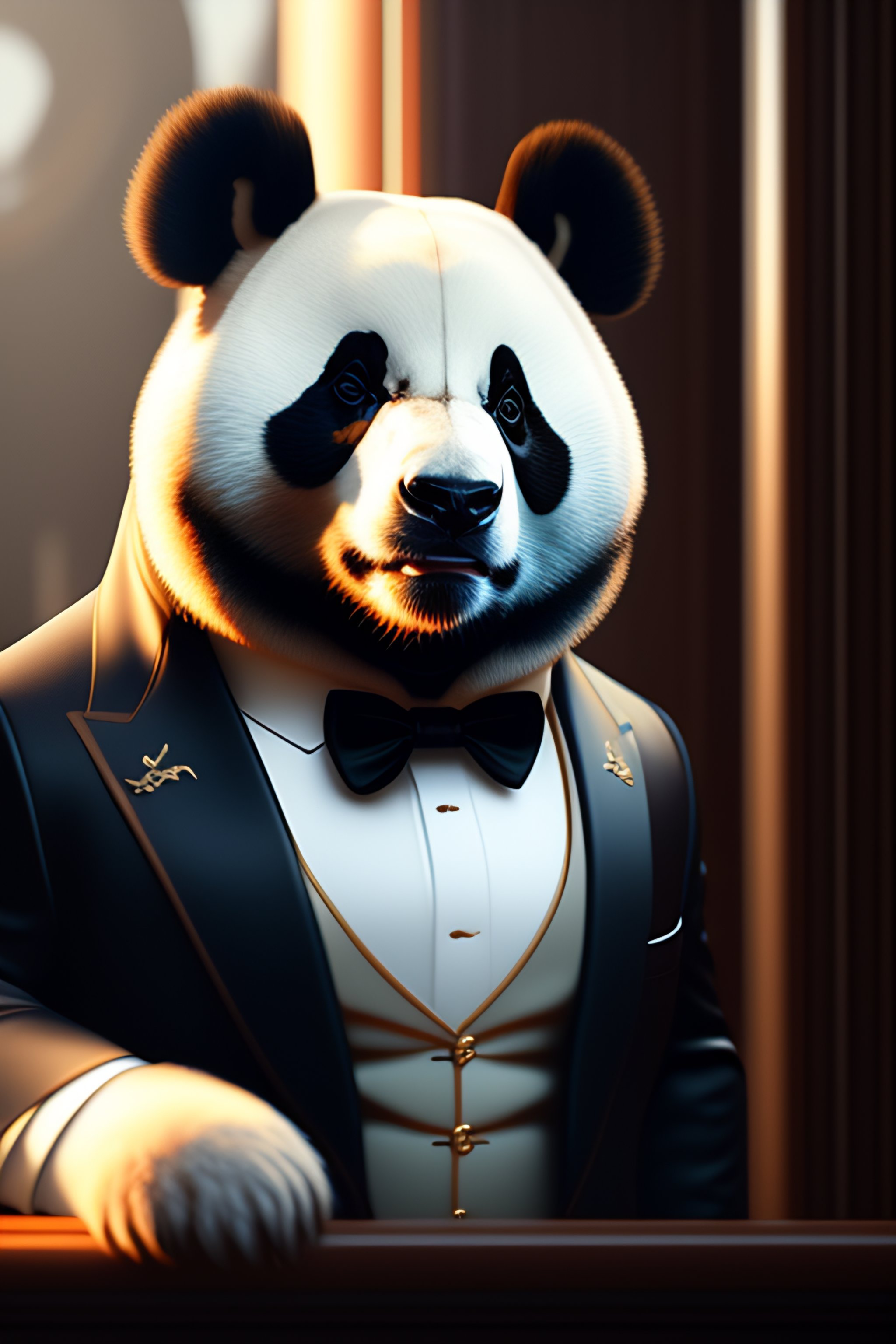 Lexica - Mafia boss panda wearing a suit, perfect composition ...