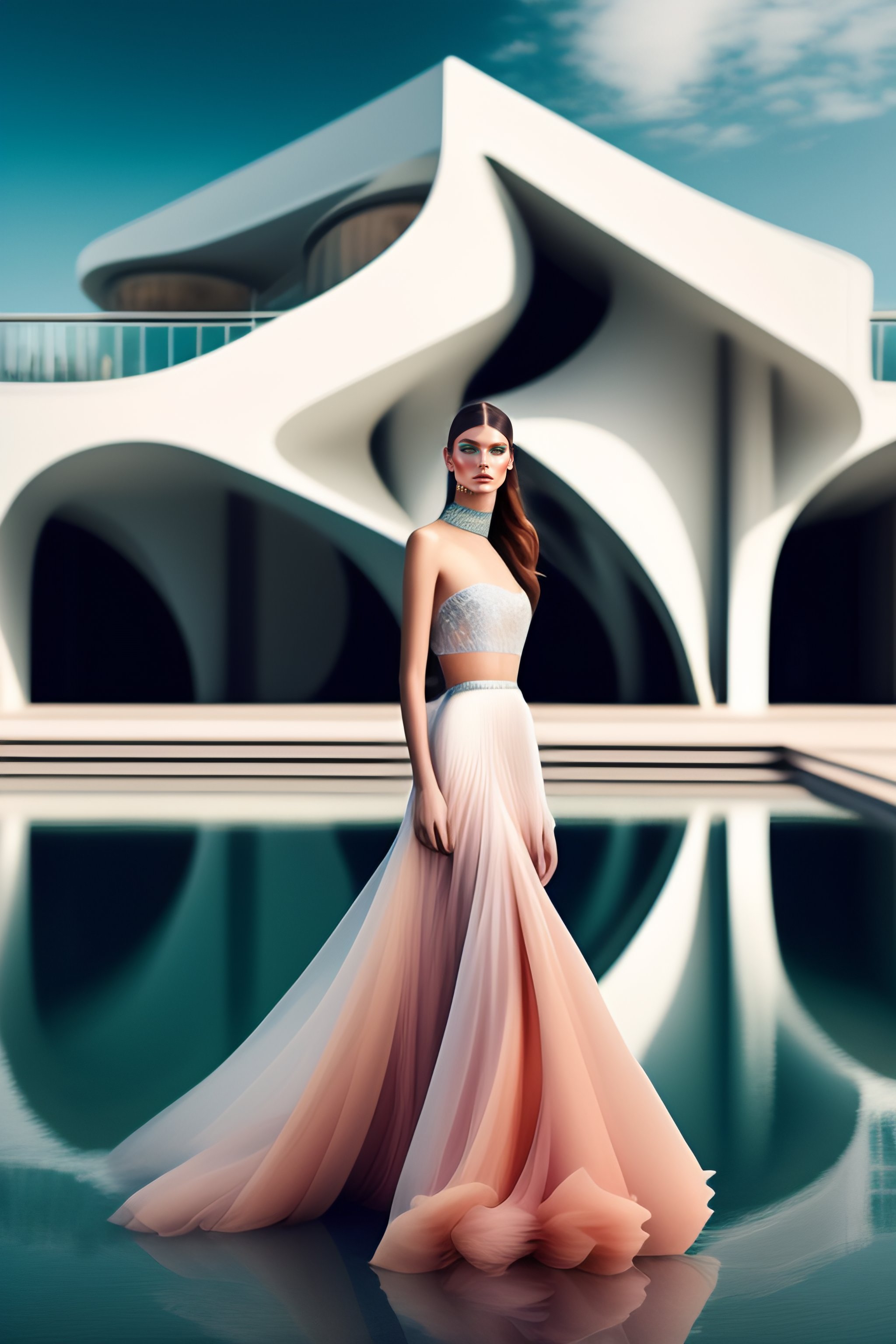 Lexica - Hyperrealistic Haute Couture Fashion Model wearing summer ...