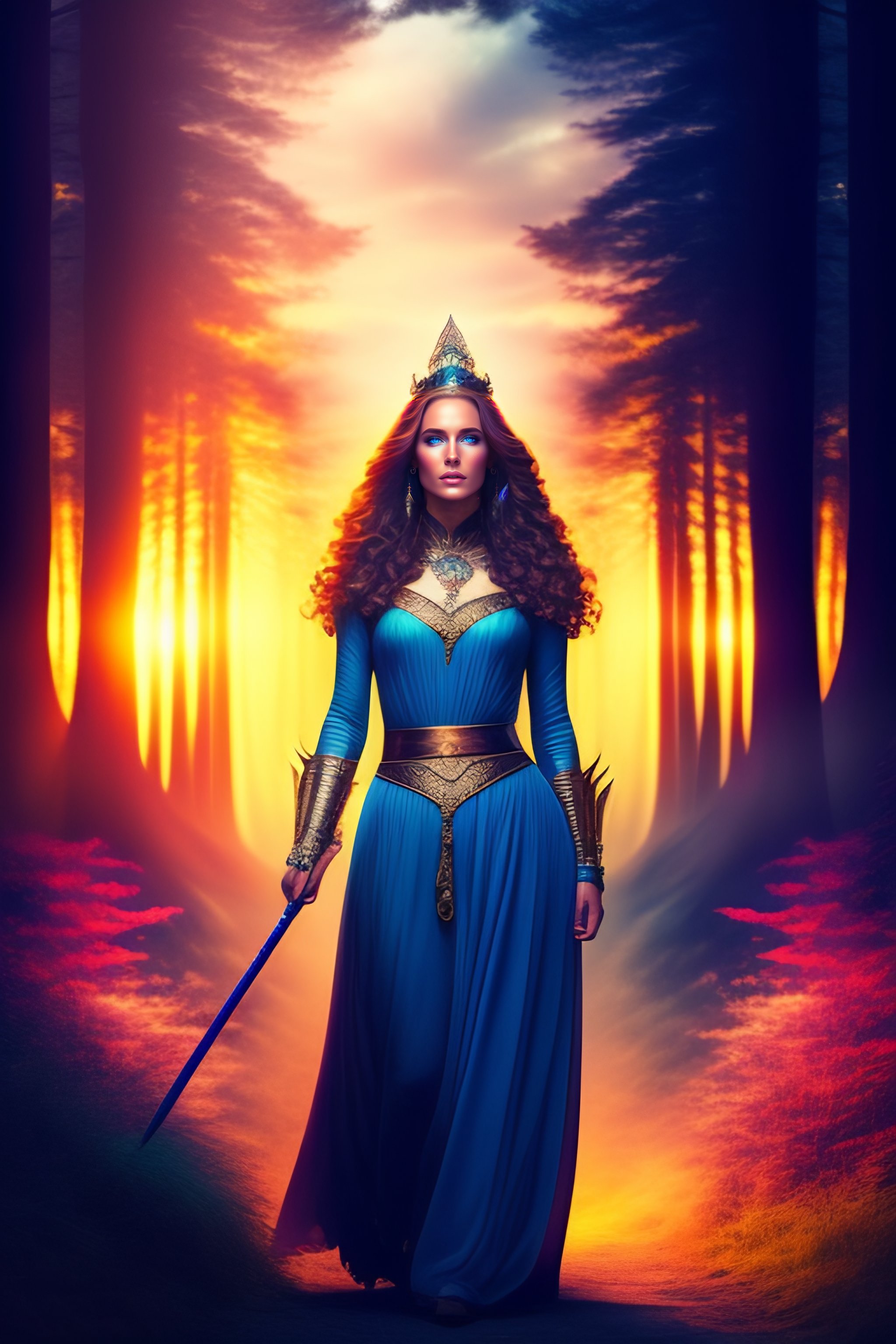 Lexica - A beautiful wizard woman with blue eyes and magical sceptre in ...