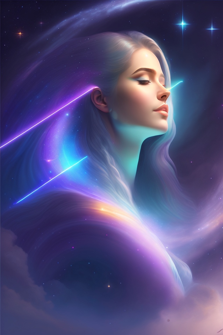 Lexica - Lyra's form, radiating a gentle, nurturing light, morphed into a figure of elegant ...