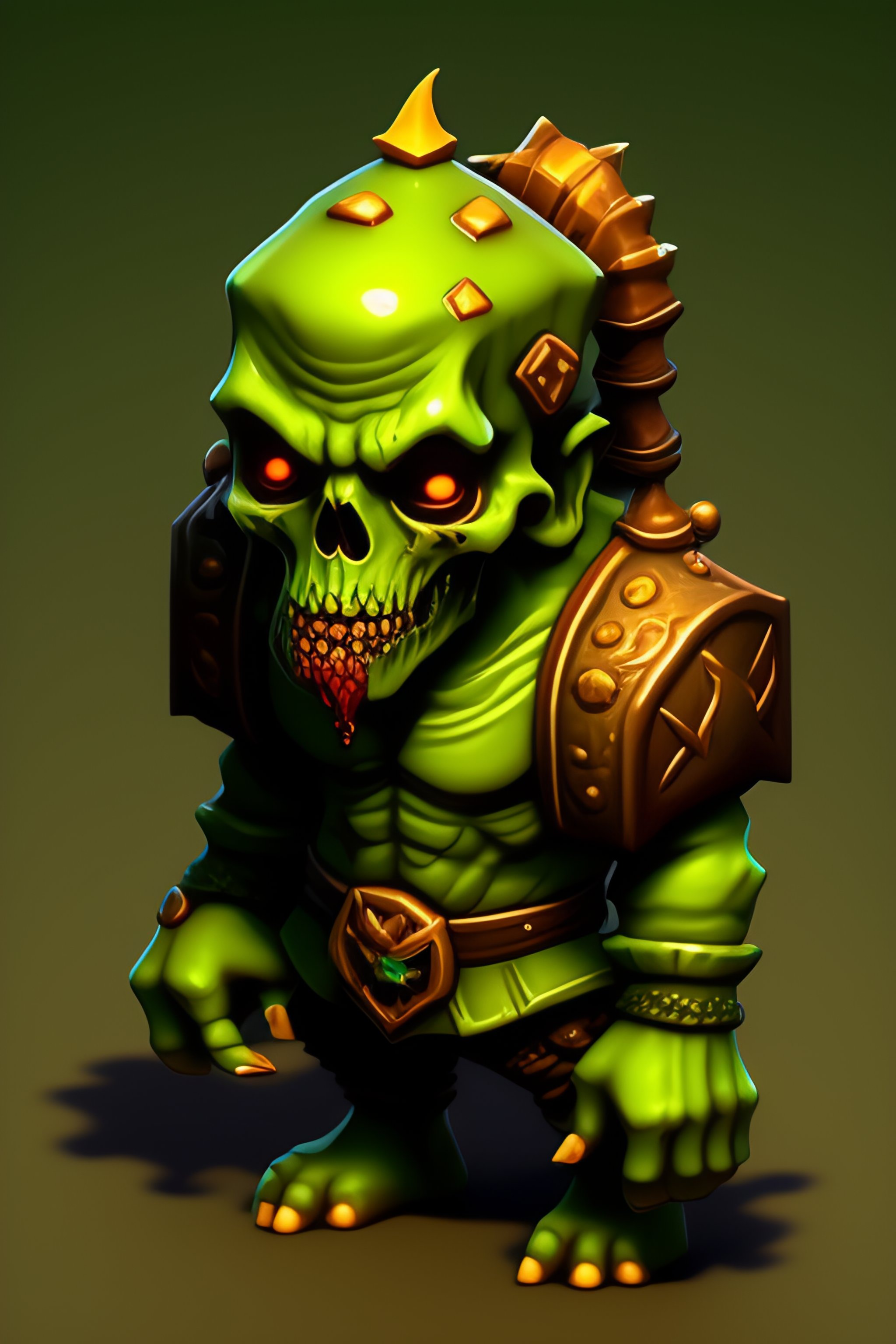 Lexica - Isometric render of a decomposing zombie greenish brown zombie ...