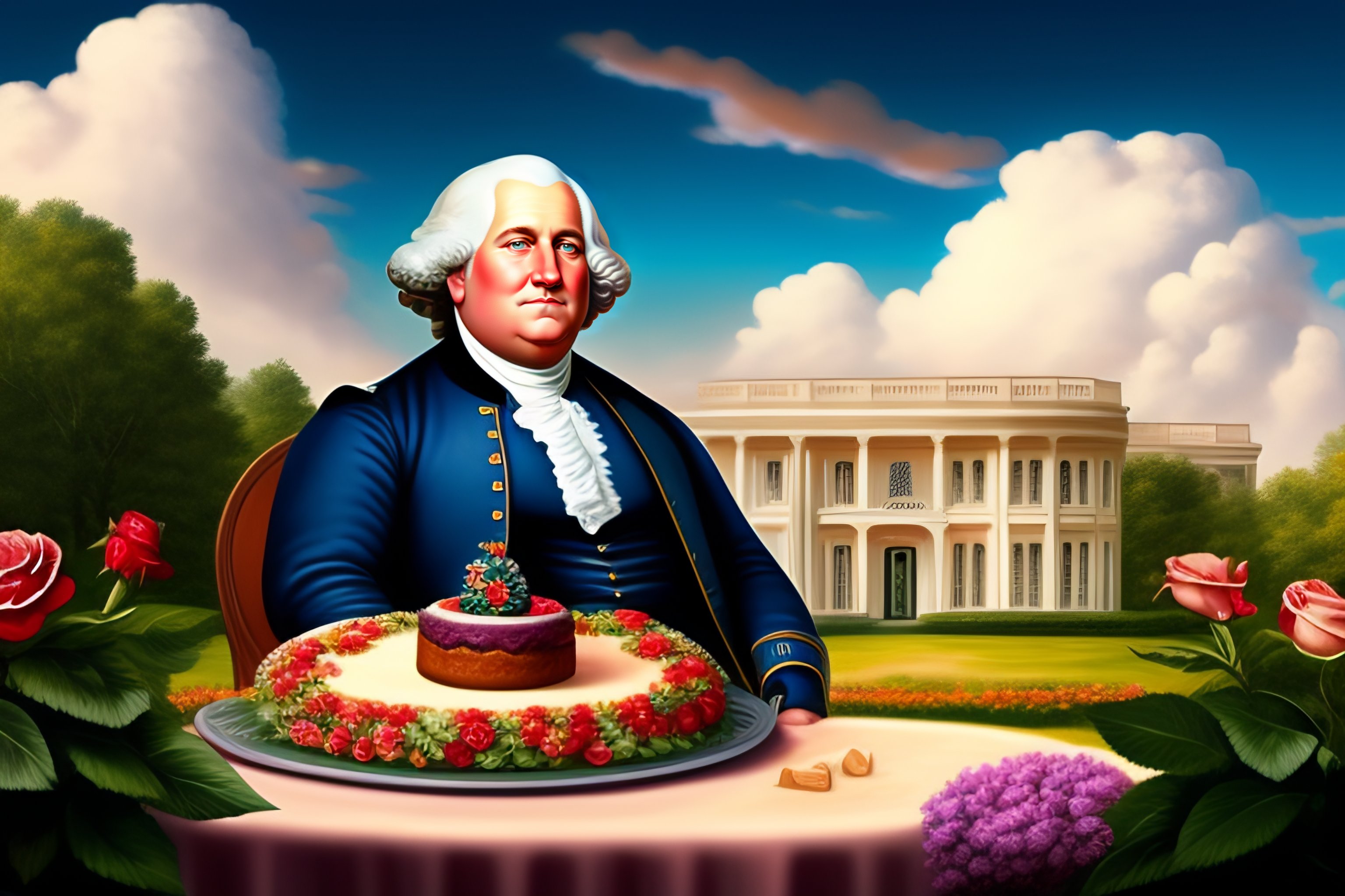 Lexica - A portrait of morbidly obese george washington eating fistfuls ...