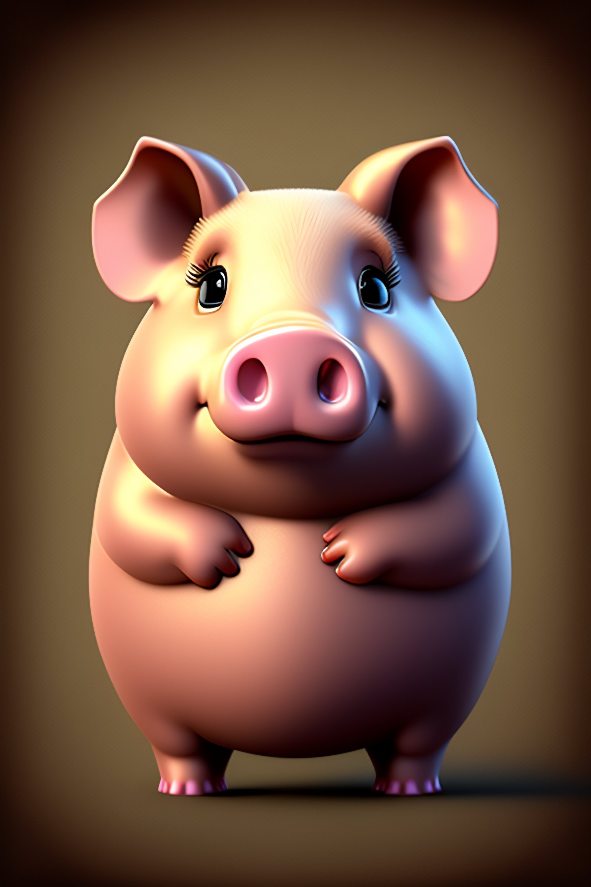 Lexica - Sad cute pig cartoon character in old Disney style