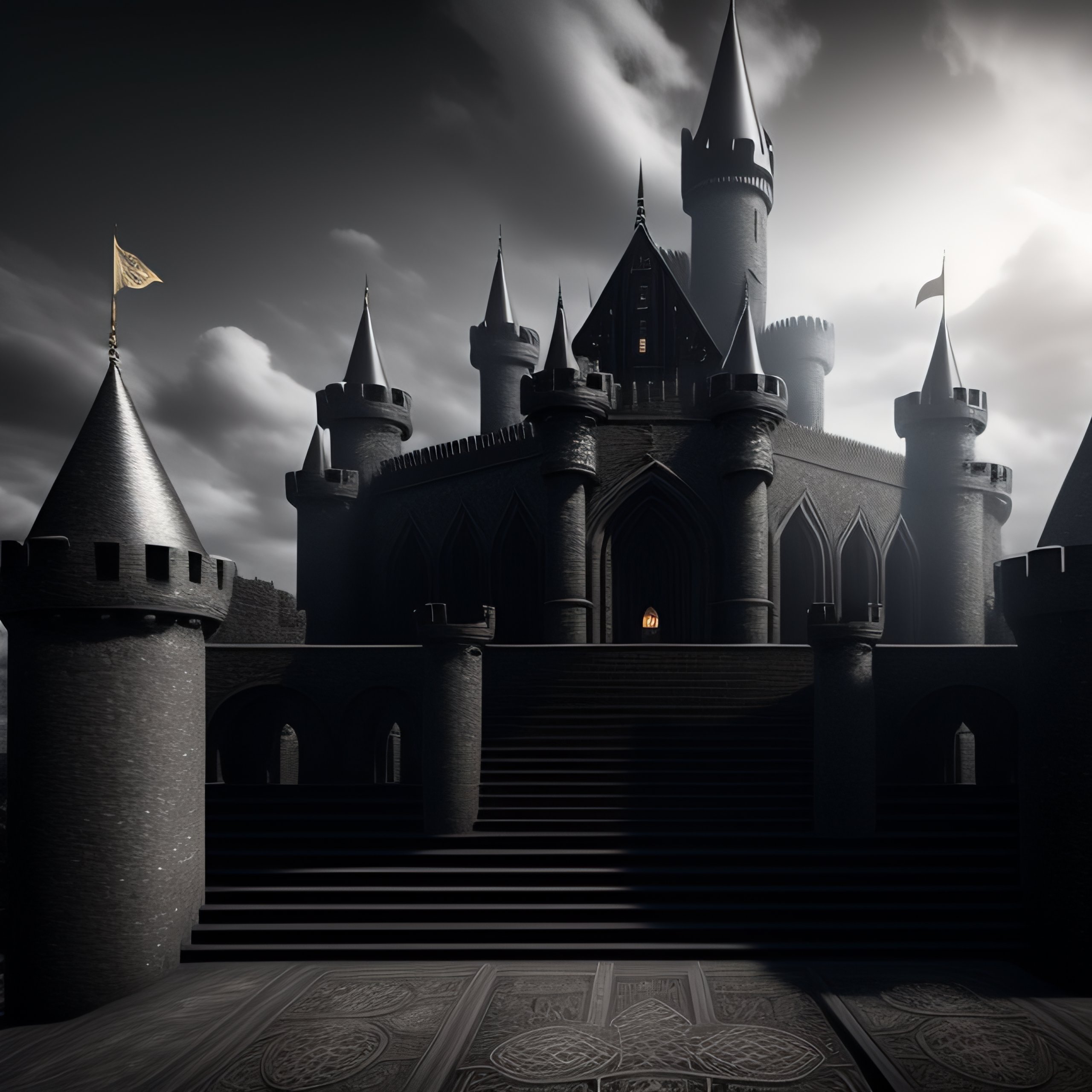 Lexica - An ultra detailed black and white tarot card of the keep of ...