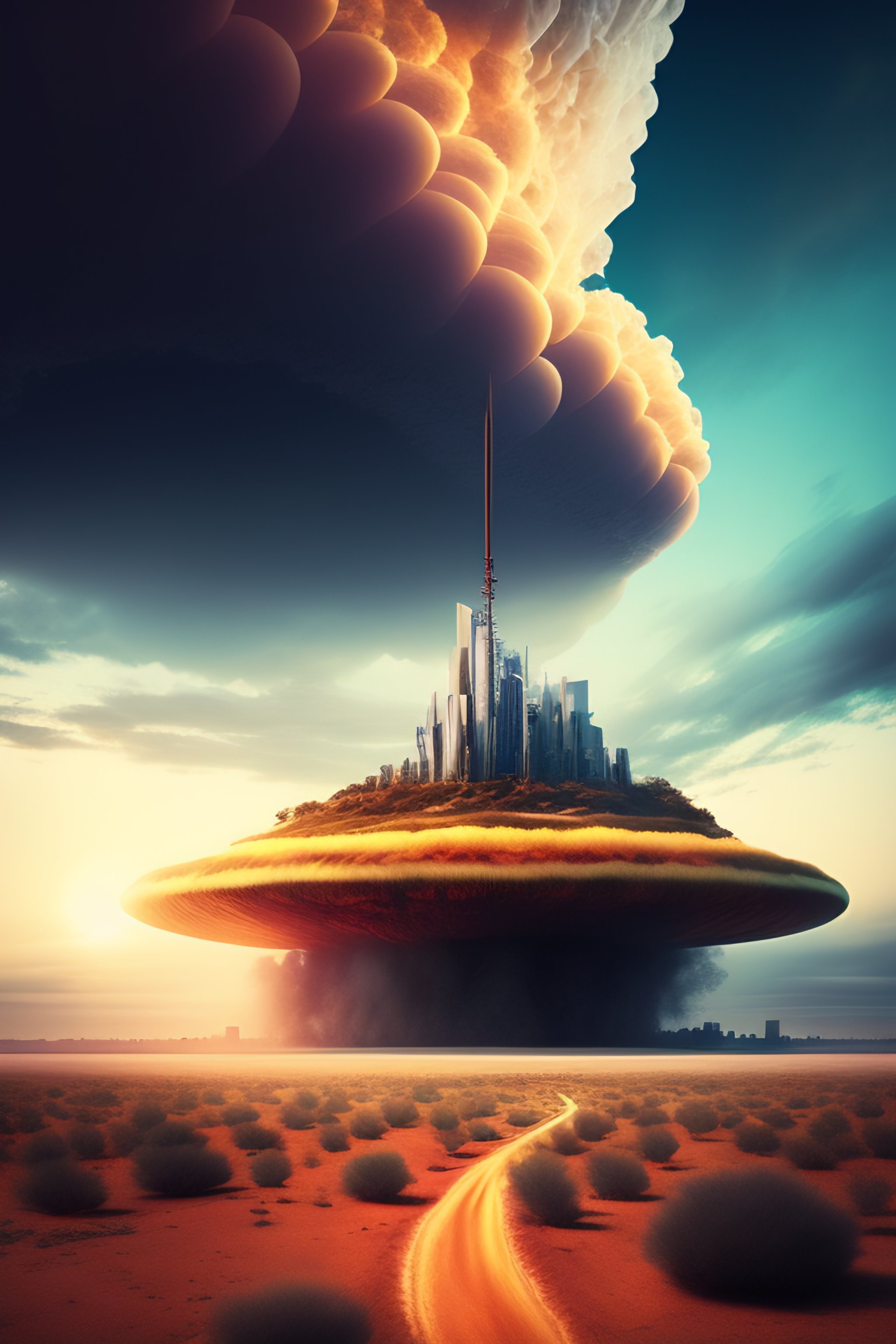 Lexica - Australia, city, post apocalyptic, mushroom cloud, disaster