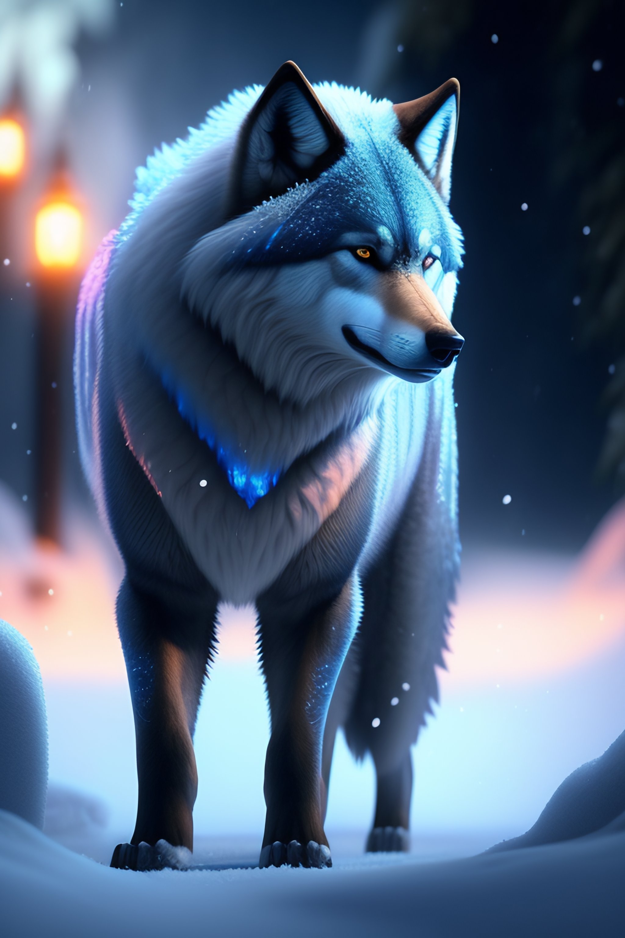 Lexica - A large, wolf-like creature with shimmering, icy blue fur that ...