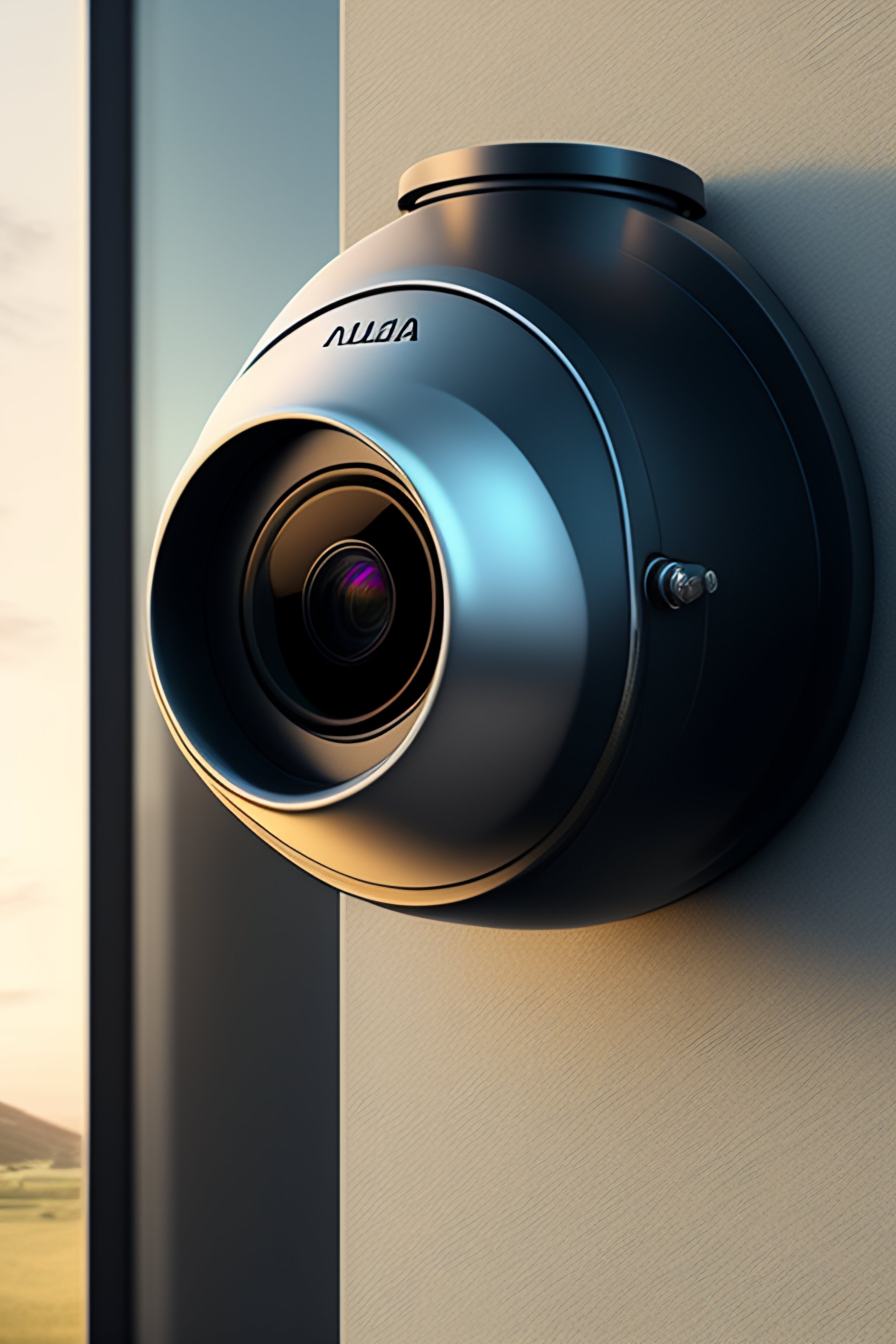 Lexica - Big cctv camera in wall of villa