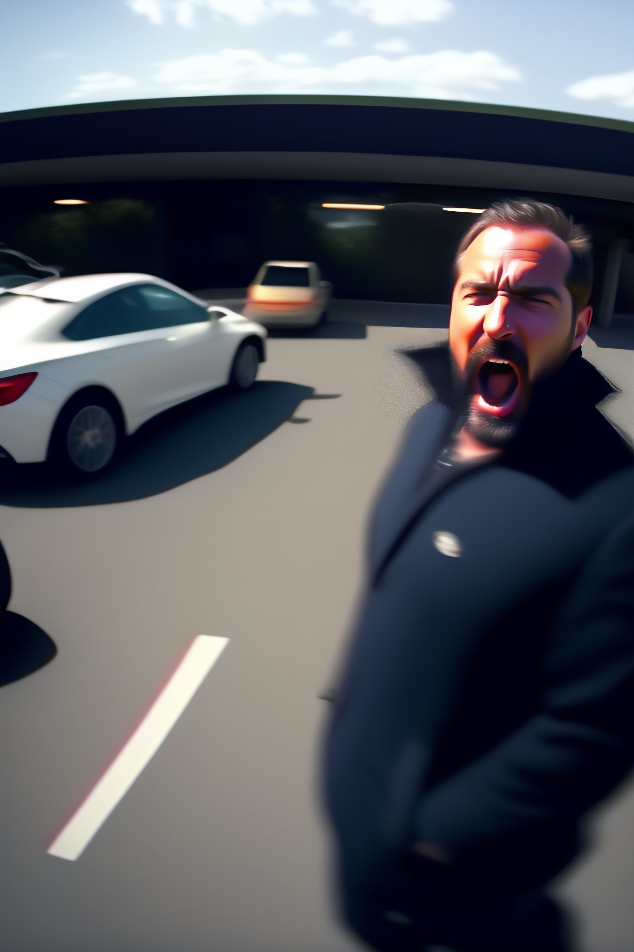 Lexica - Realistic image of security camera footage showing man going ...