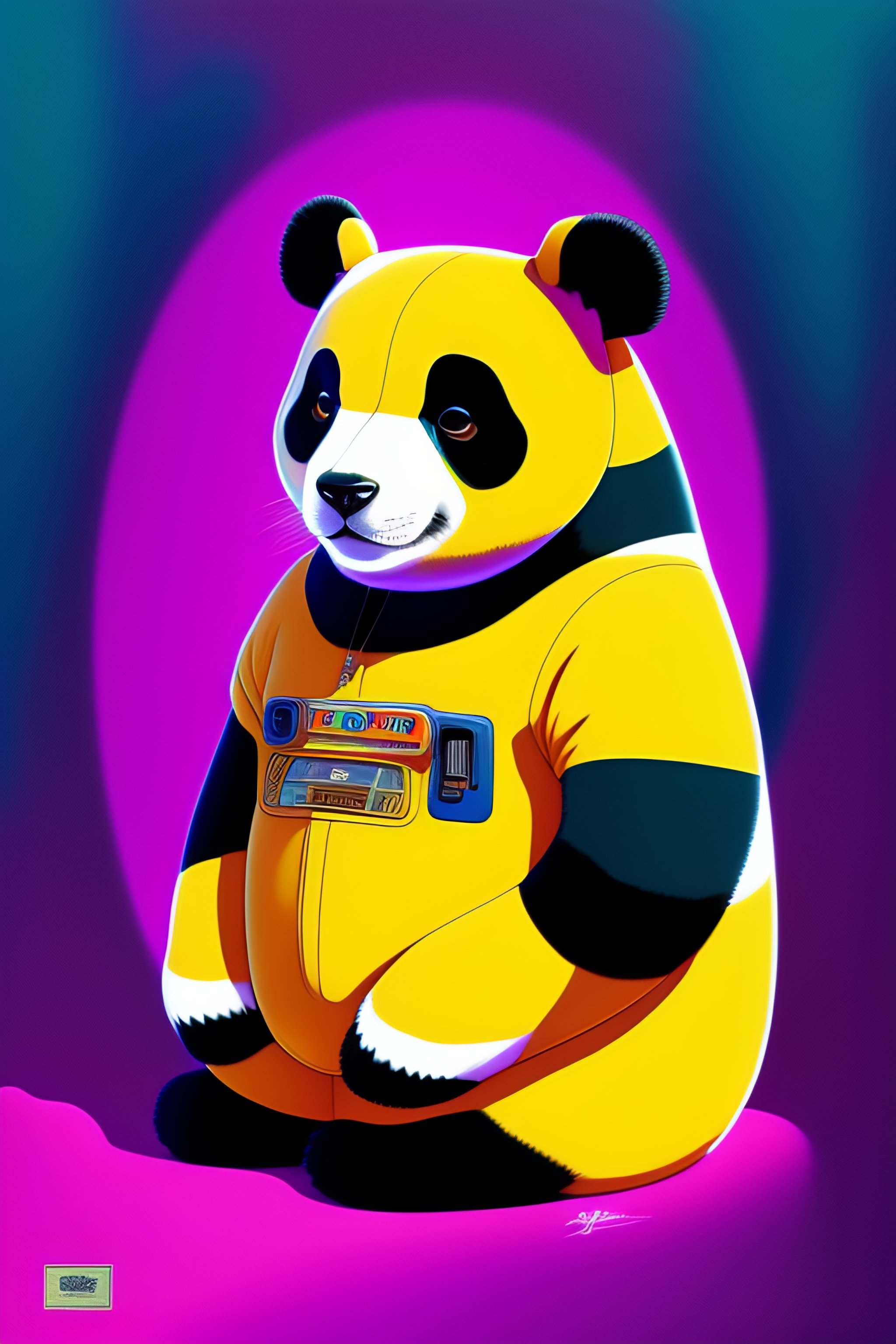 Lexica - 60s cartoon style photo of a Panda bear wearing underground ...