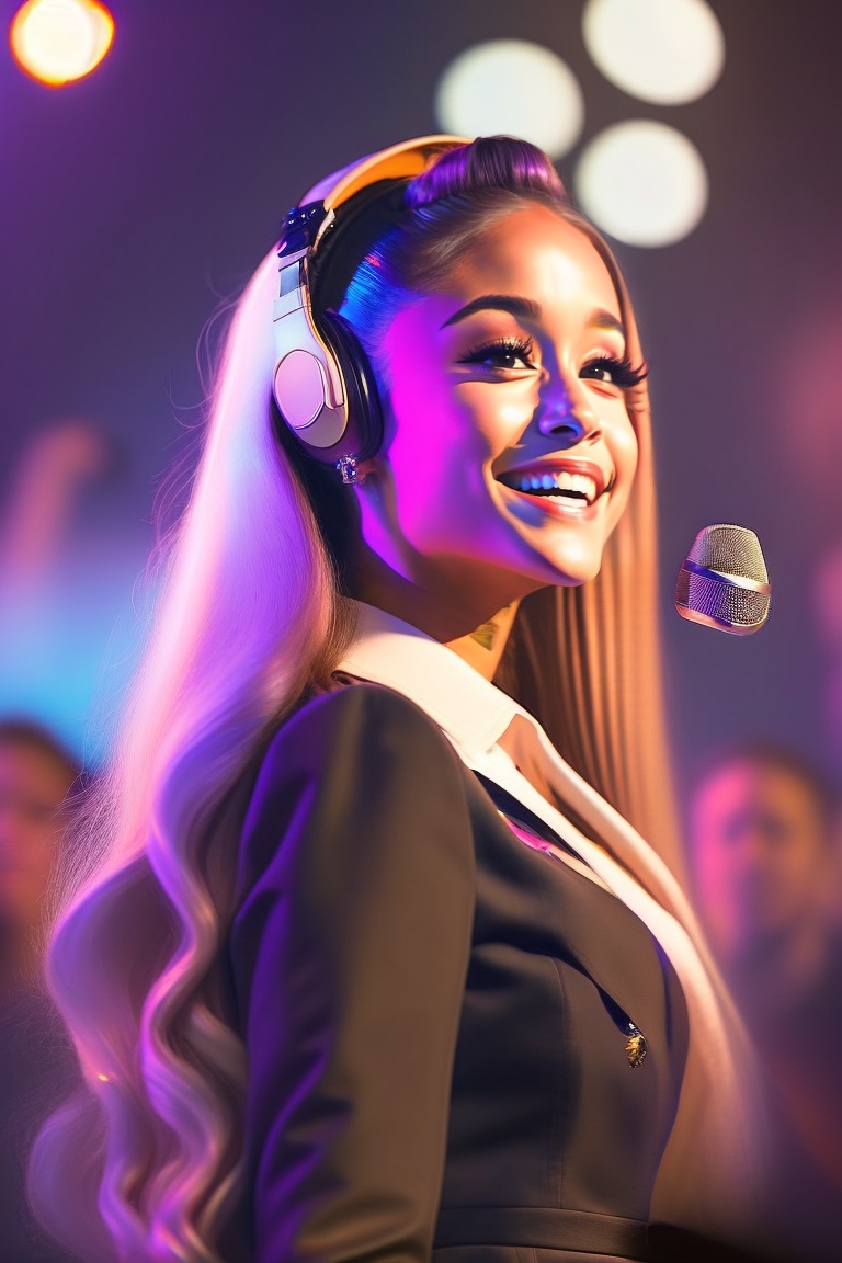 Lexica - Ariana Grande sat comfortably on a bus seat, her headphones ...