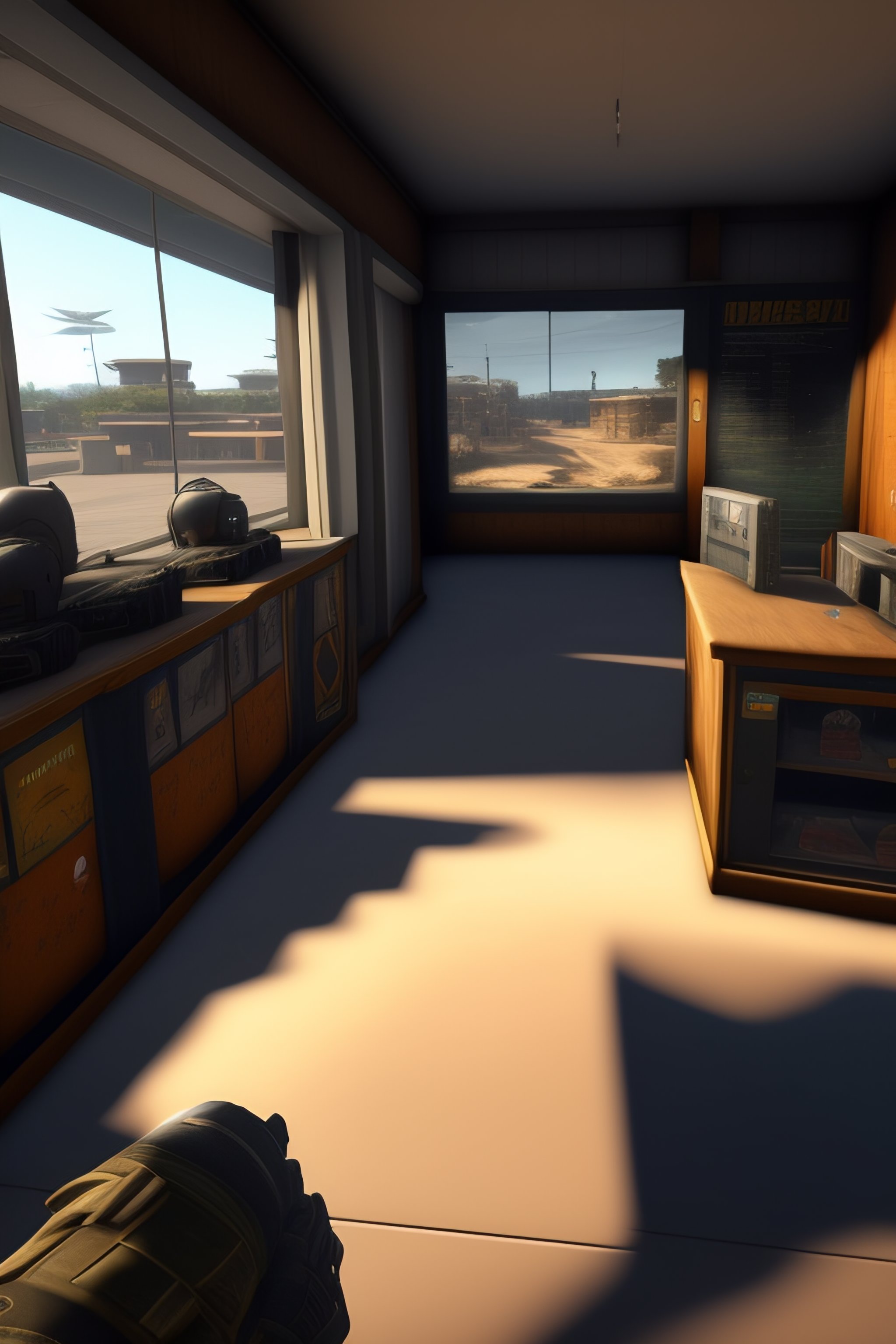 Lexica - Call of duty first person view where the map is a school classroom