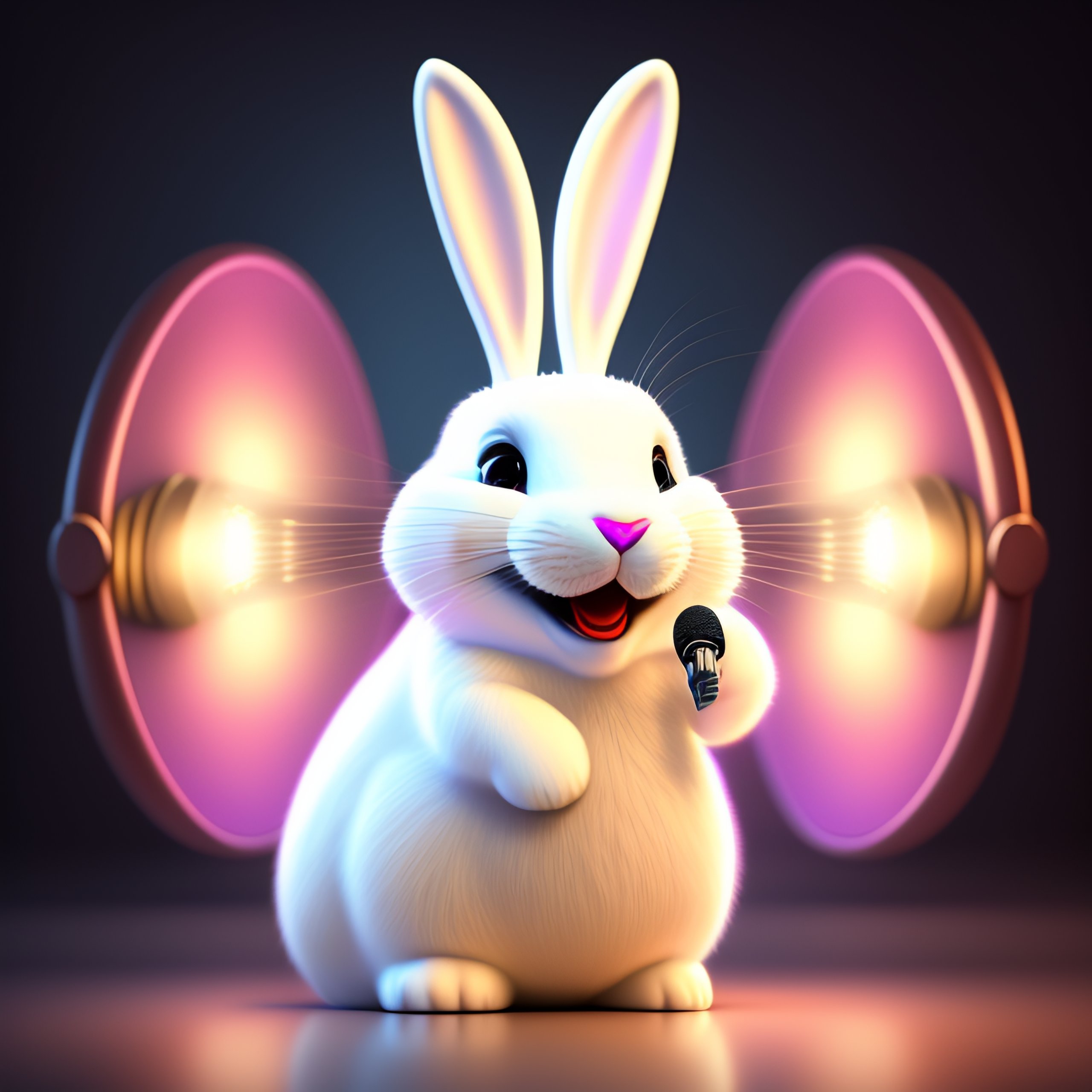 Lexica - The anthropomorphic white rabbit wearing a big headset ...